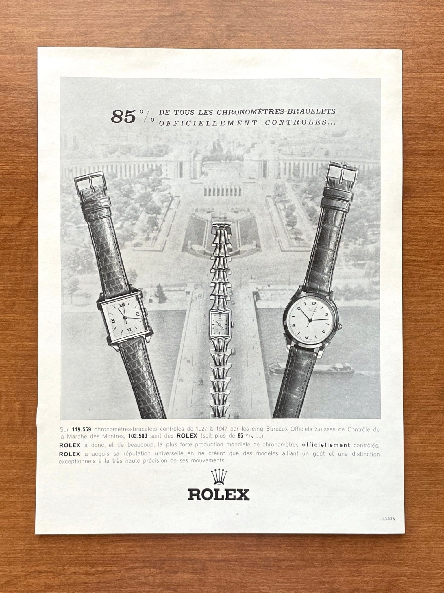 1940s Rolex Watches "85% Chronometres" French Advertisement | Ad Patina