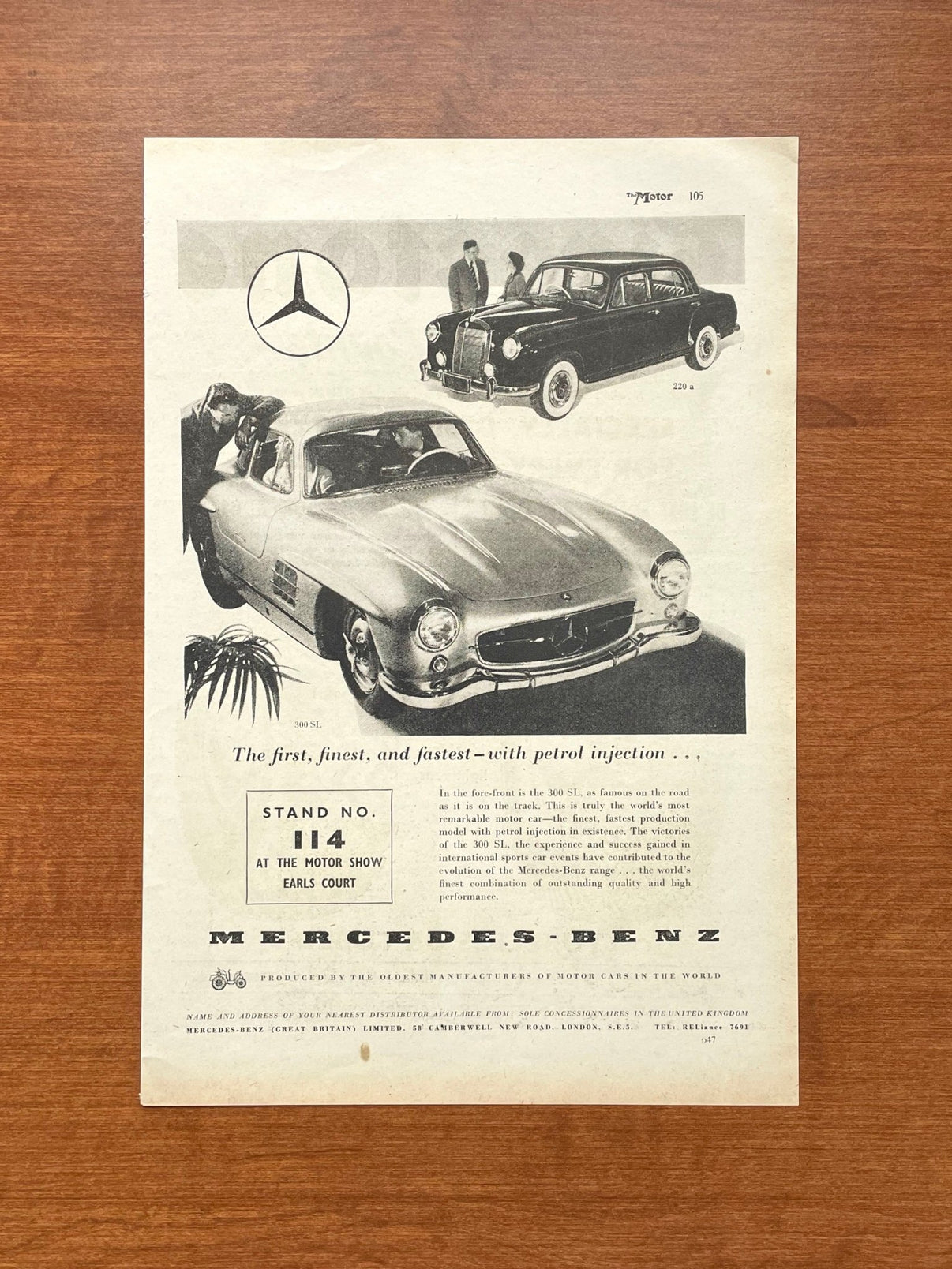 1955 Mercedes Benz 300 SL Advertisement | Ad Patina