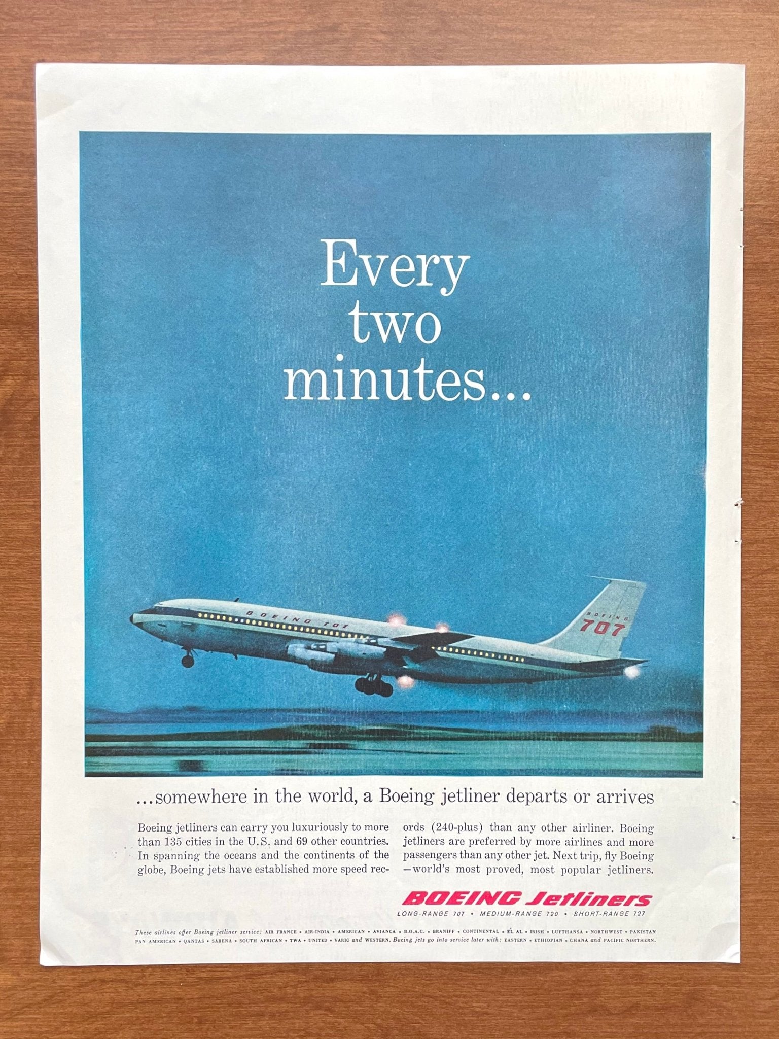 1961 Boeing "Every two minutes..." Advertisement | Ad Patina