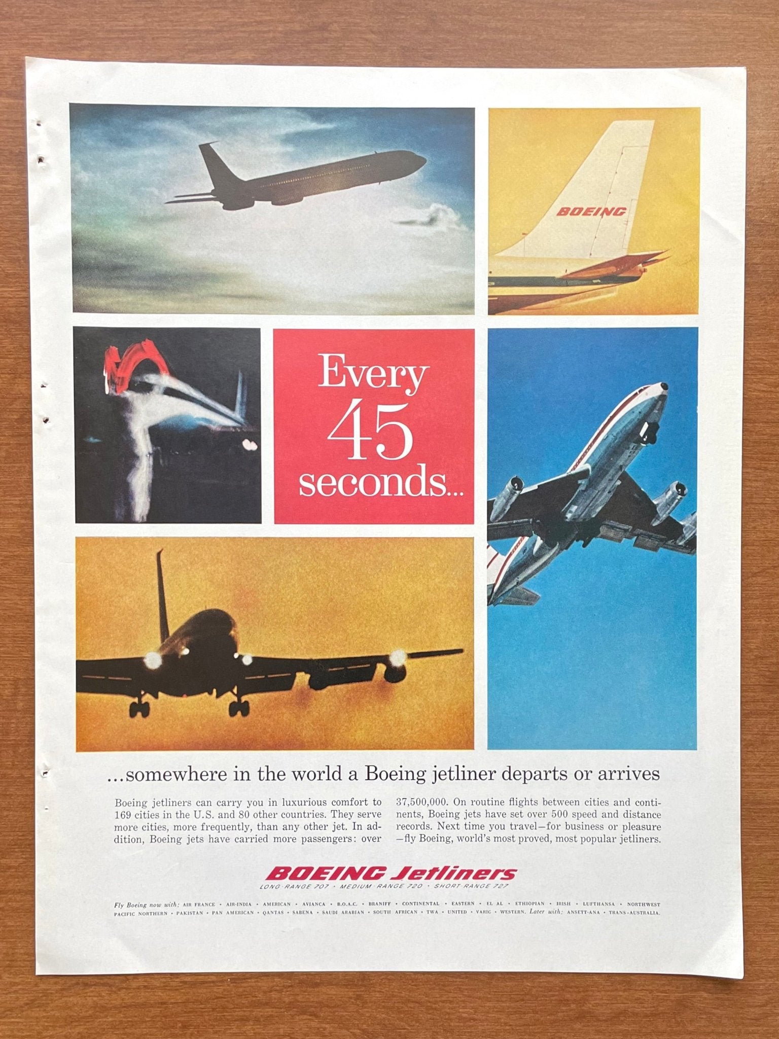 1963 Boeing "Every 45 seconds..." Advertisement | Ad Patina