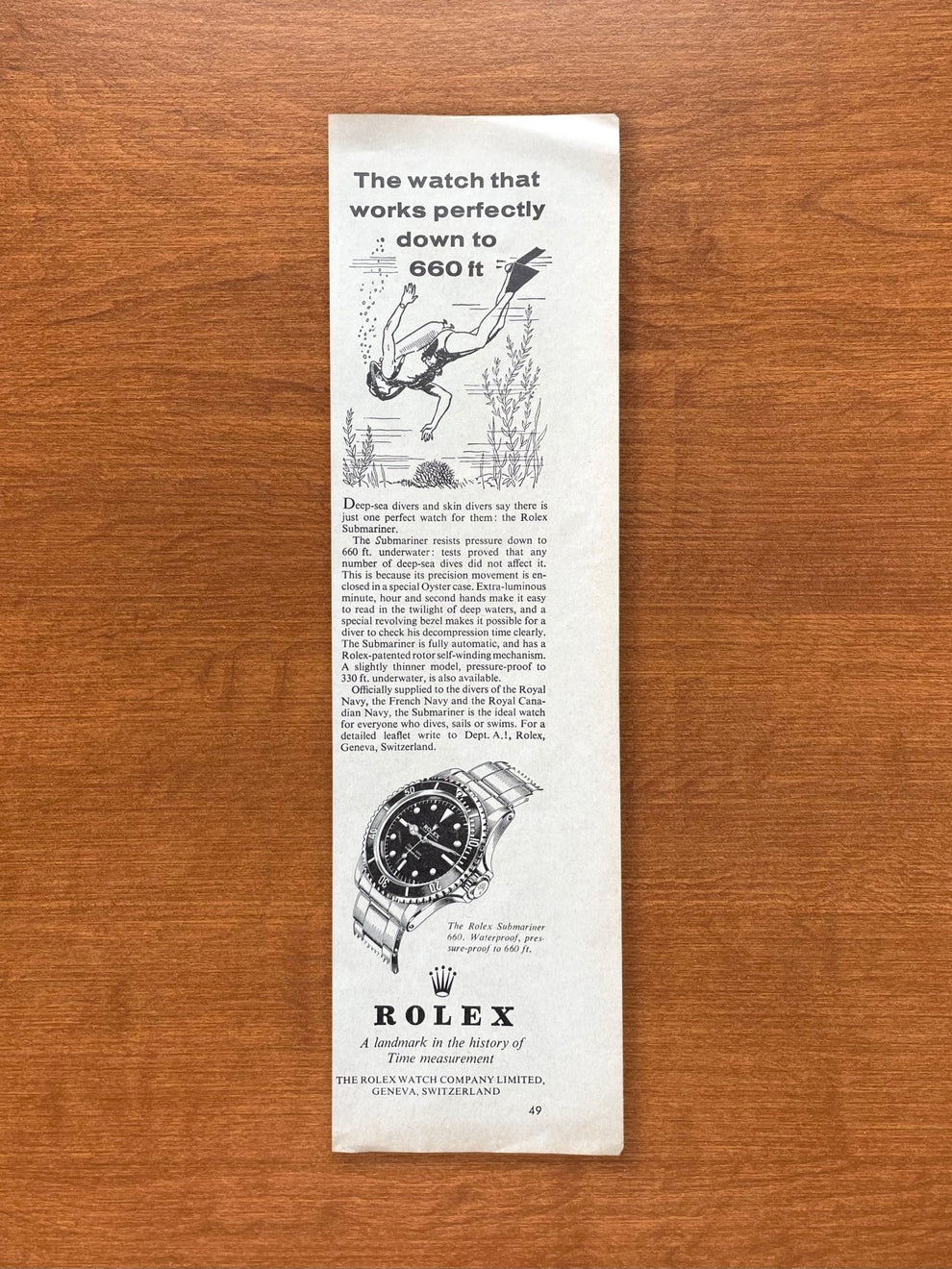 1963 Rolex Submariner Ref. 5512 with Square Crown Guards Advertisement ...