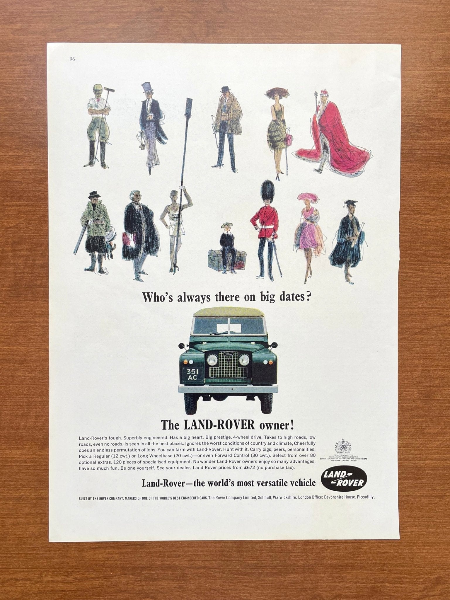 1965 Land Rover Series II "always there on big dates?" Advertisement ...