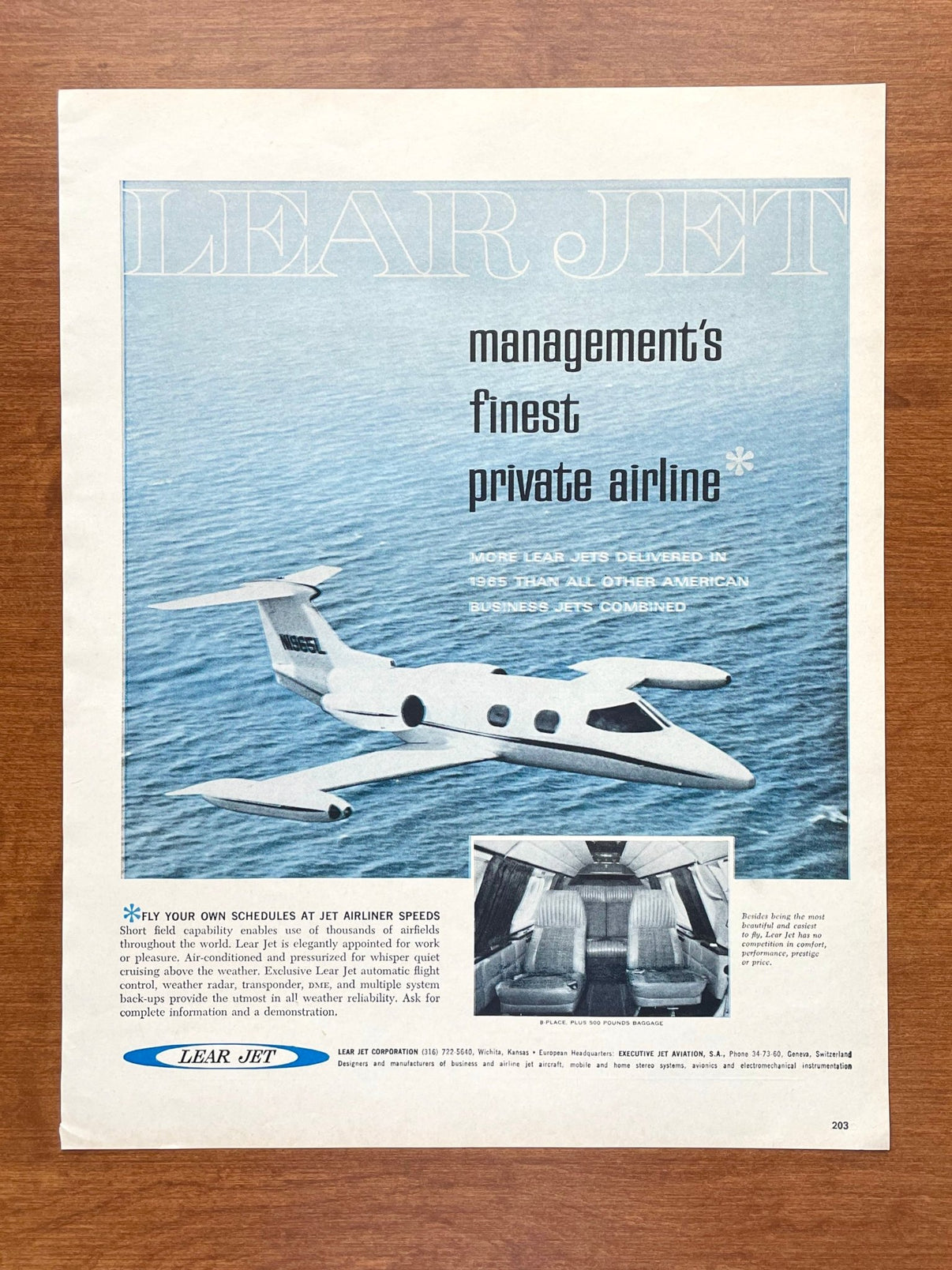 1966 Lear Jet "finest private airline" Advertisement | Ad Patina