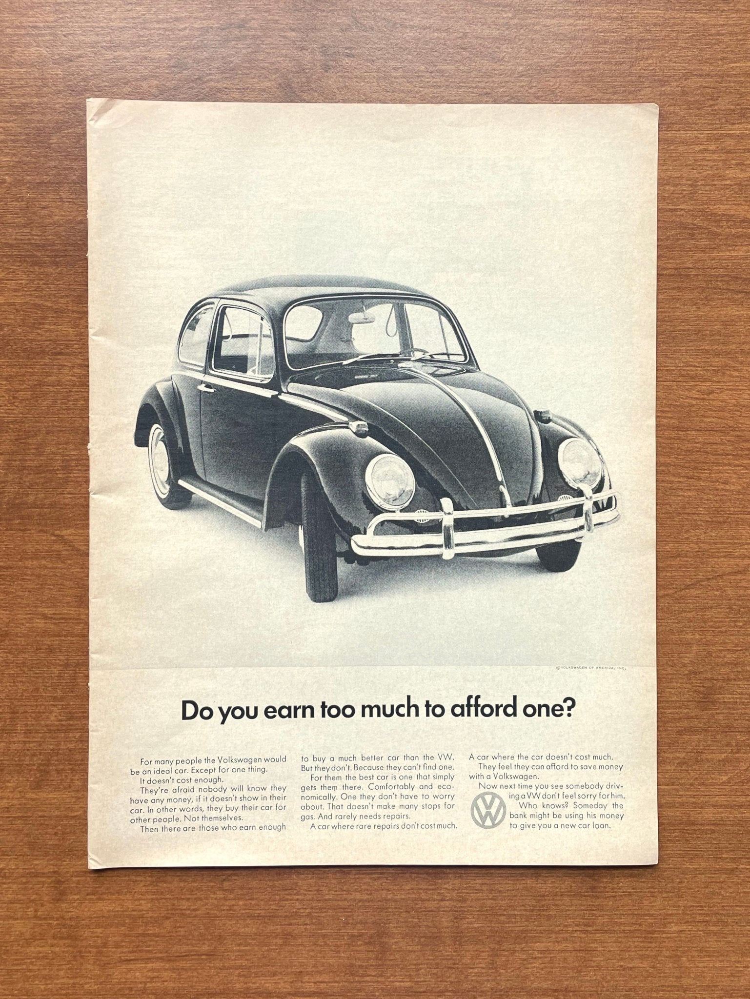 1966 Volkswagen VW Beetle "earn too much to afford one?" Advertisement ...