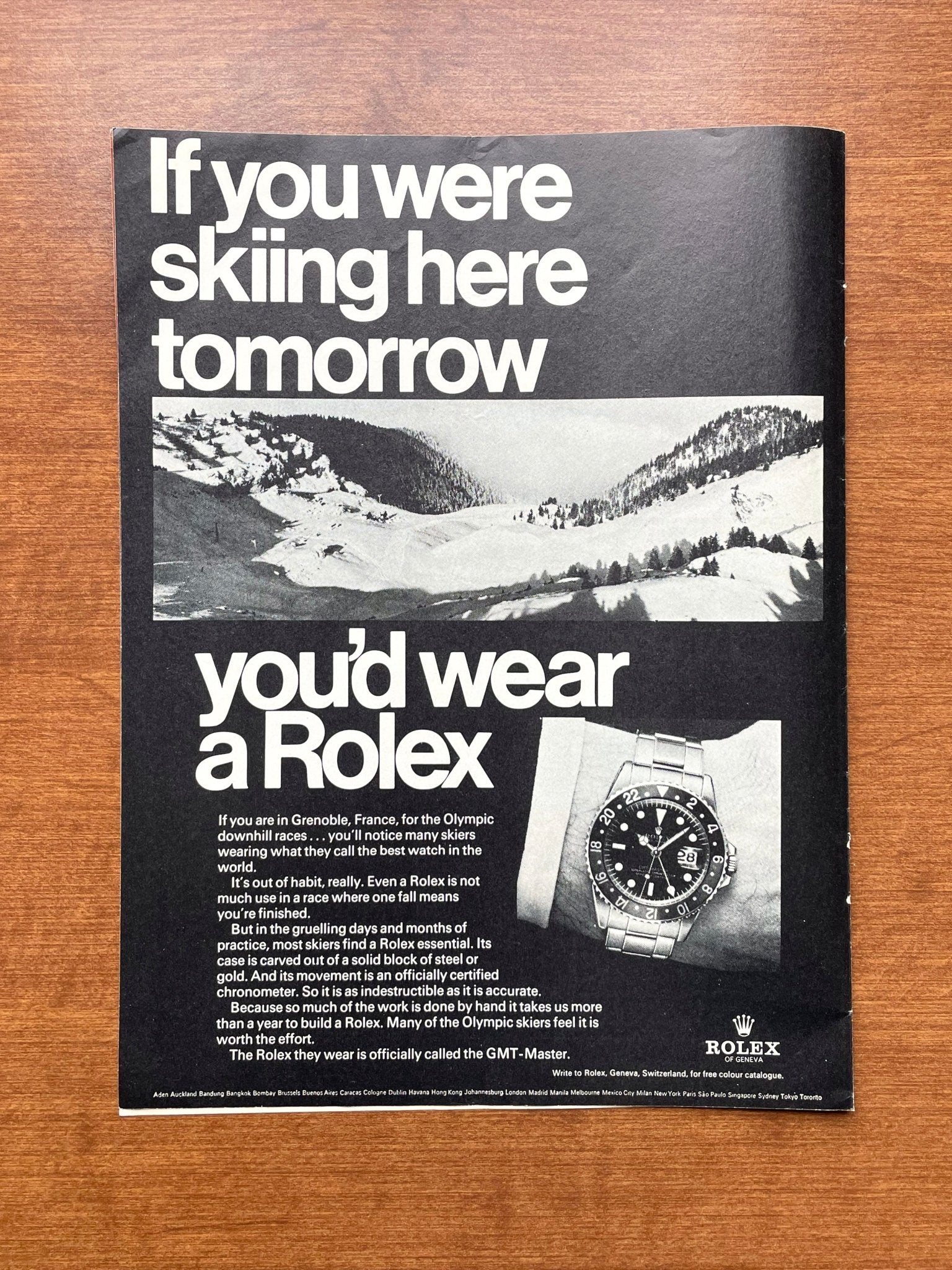 1968 GMT Master Ref. 1675 "If you were skiing..." Advertisement | Ad Patina