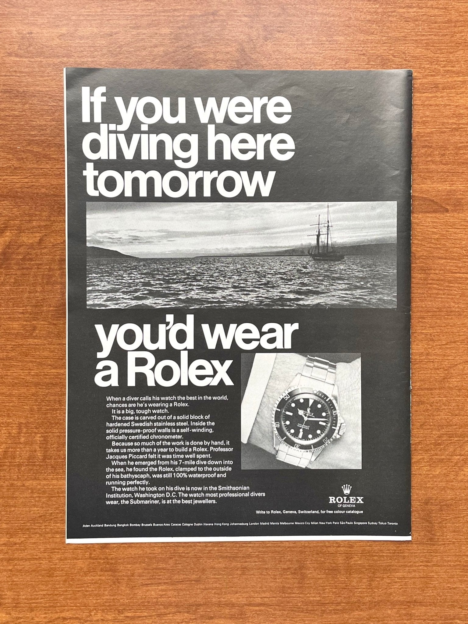 1968 Rolex Submariner "If you were diving here..." Advertisement | Ad ...