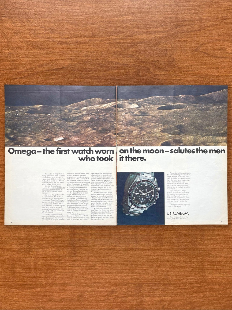 1969 Omega Speedmaster "First Watch Worn on the Moon..." Advertisement ...