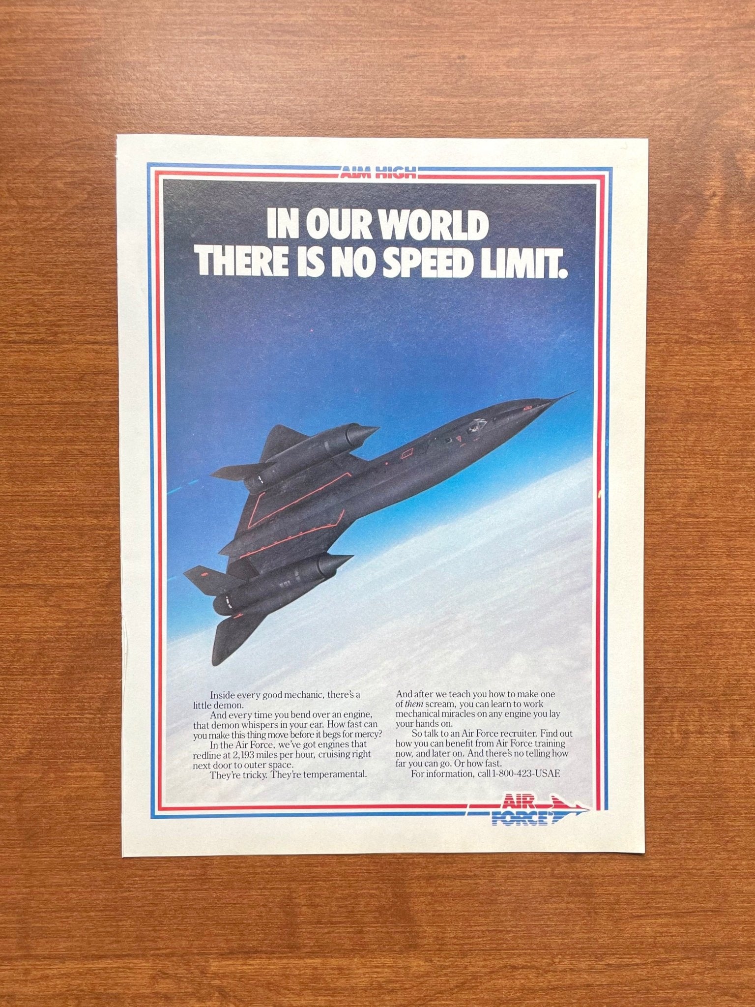 1988 Air Force Lockheed SR-71 Blackbird "No Speed Limit" Advertisement ...