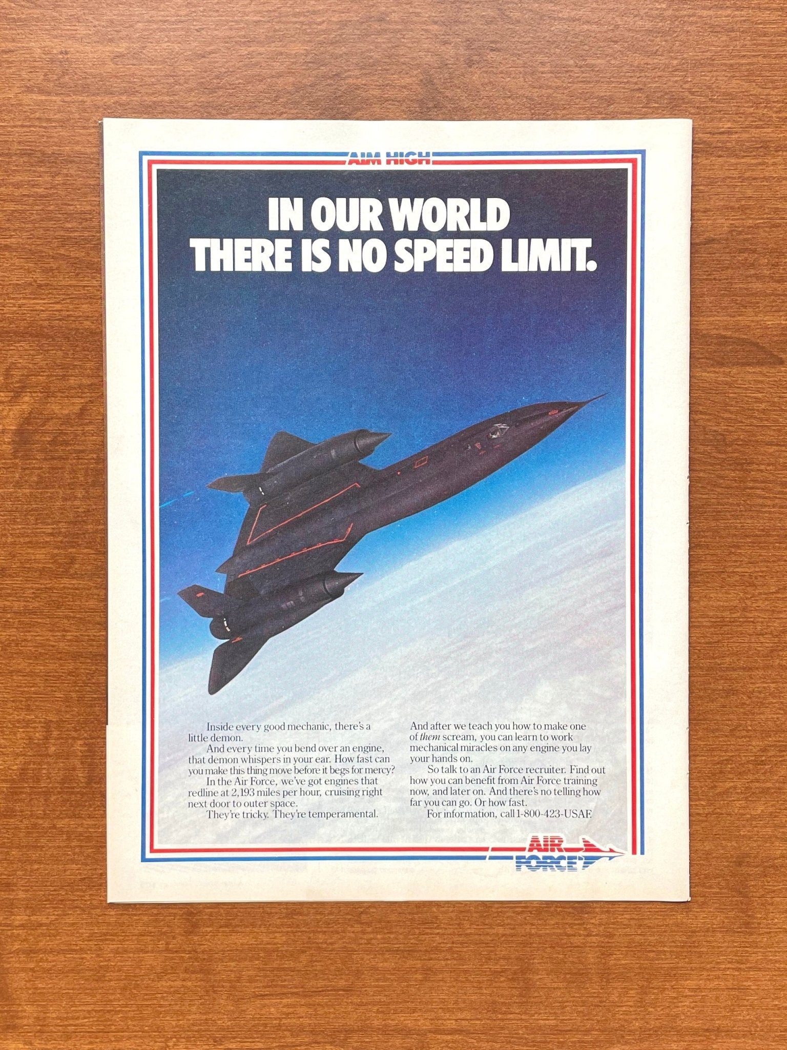1988 Air Force Lockheed SR-71 Blackbird "No Speed Limit" Advertisement ...
