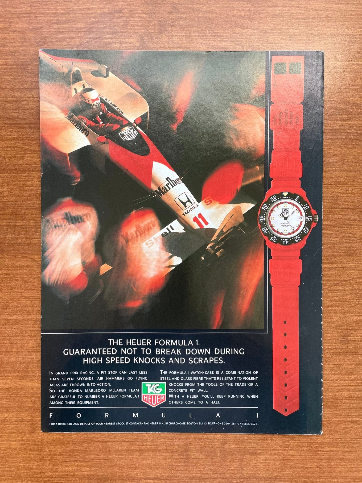 1989 Tag Heuer Formula 1 Advertisement | Ad Patina