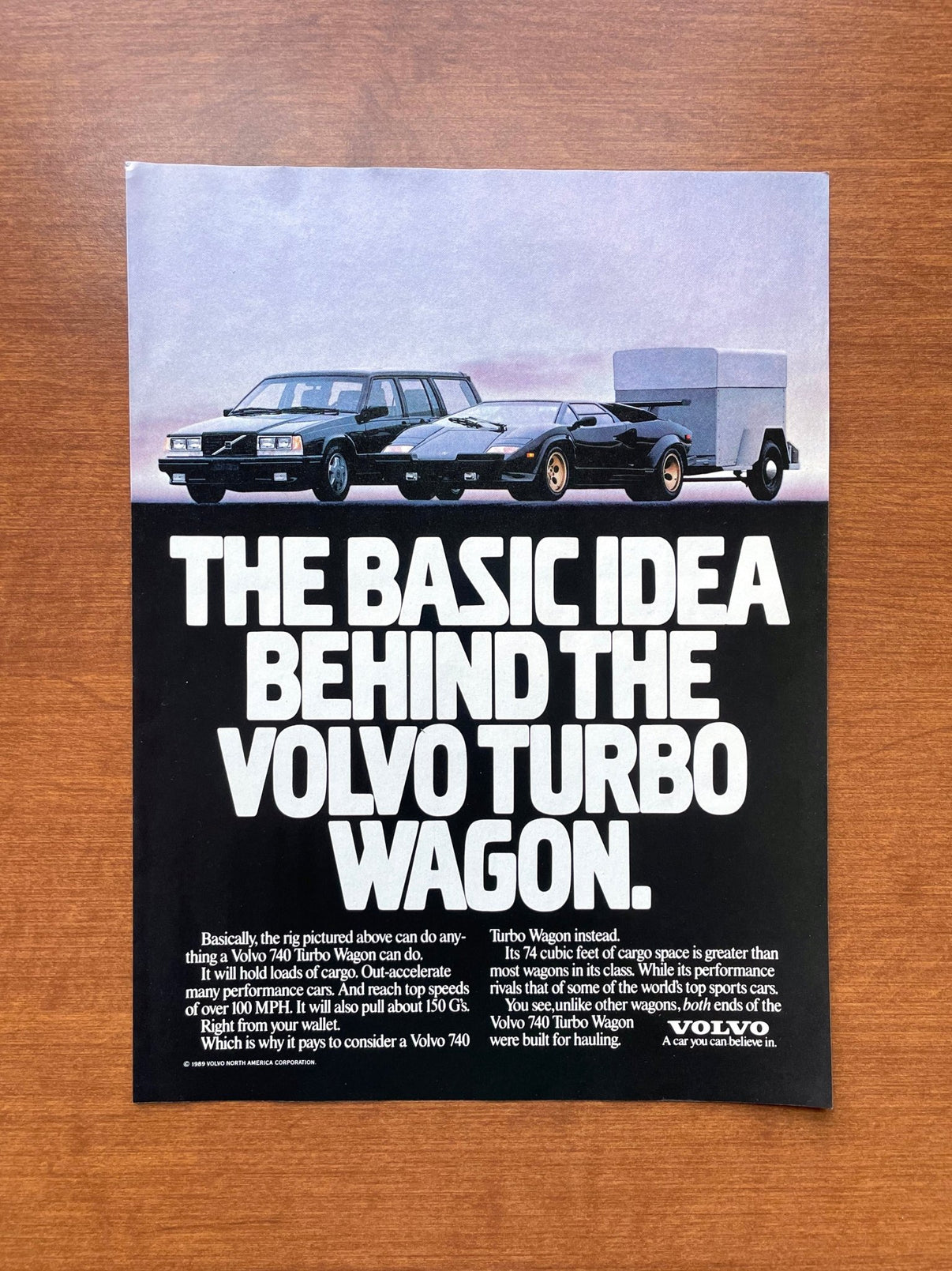 1989 Volvo 740 Turbo Wagon with Lamborghini Advertisement | Ad Patina