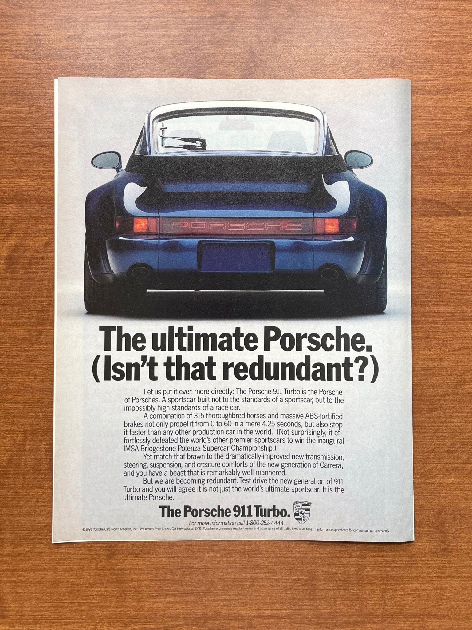 1991 "The Ultimate Porsche. (Isn't that redundant?)" 911 Turbo ...