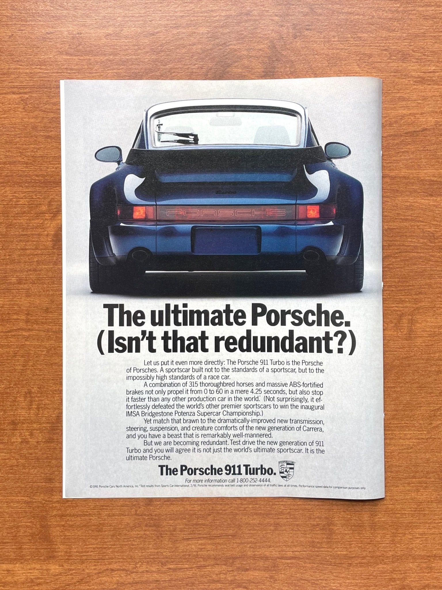 1991 "The Ultimate Porsche. (Isn't that redundant?)" 911 Turbo ...