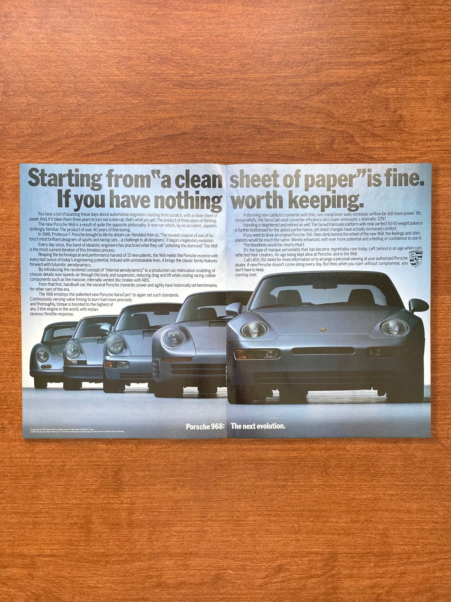 1992 Porsche 968 "clean sheet of paper..." Advertisement | Ad Patina