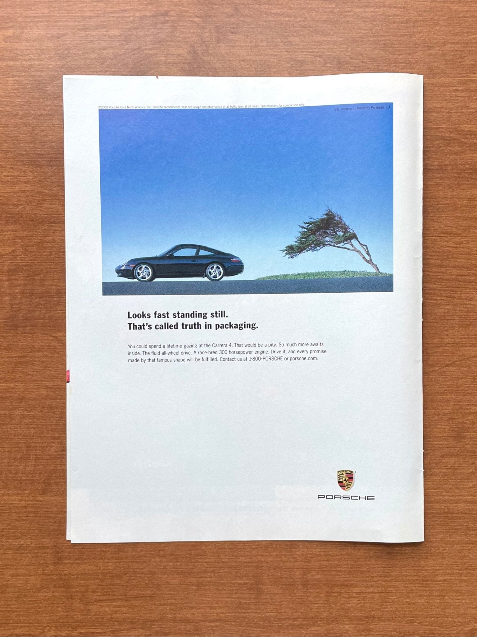 2000 Porsche Carrera 4 "truth in packaging." Advertisement | Ad Patina