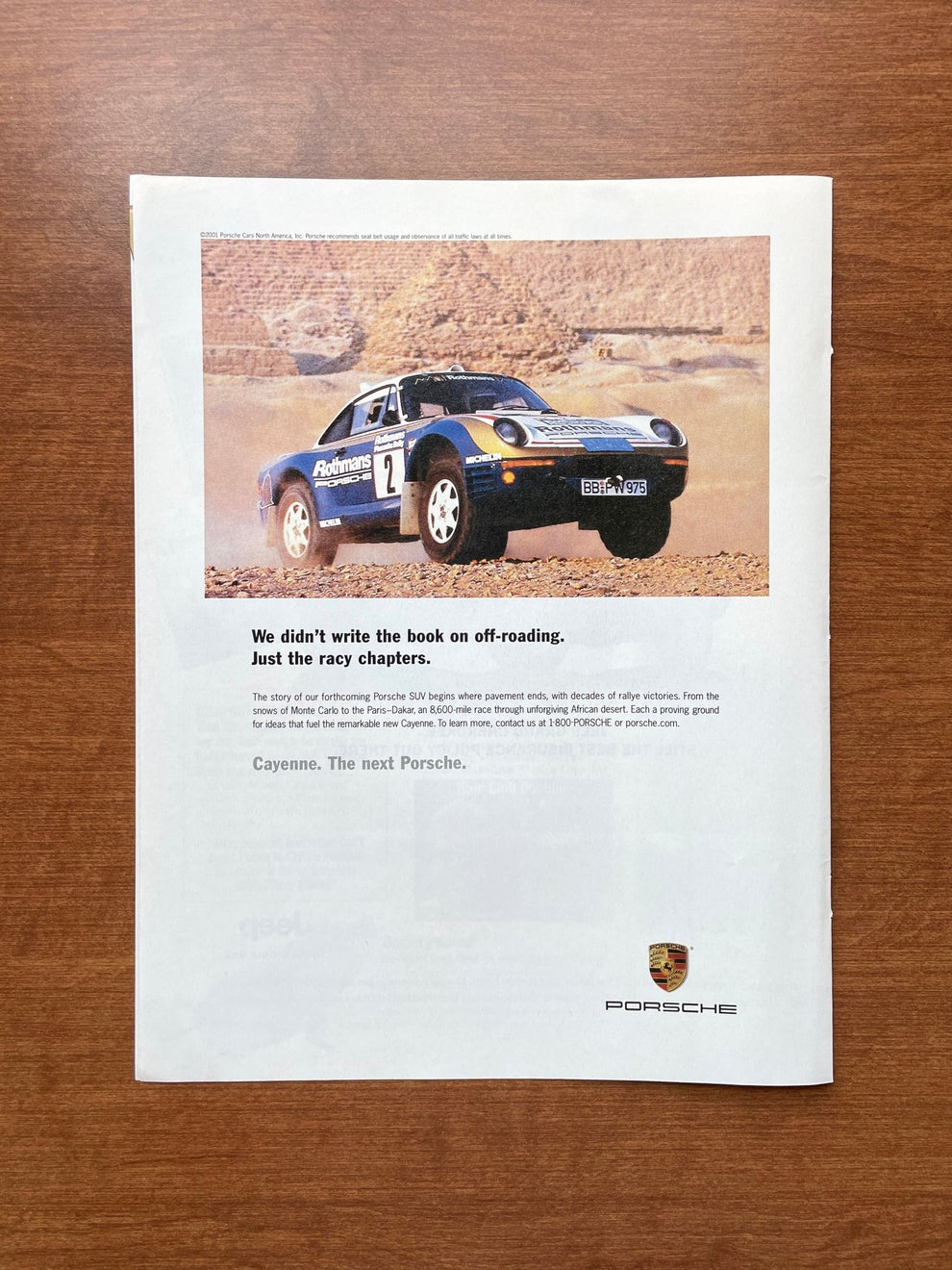 2001 Porsche Cayenne "Just the racy chapters" Advertisement | Ad Patina