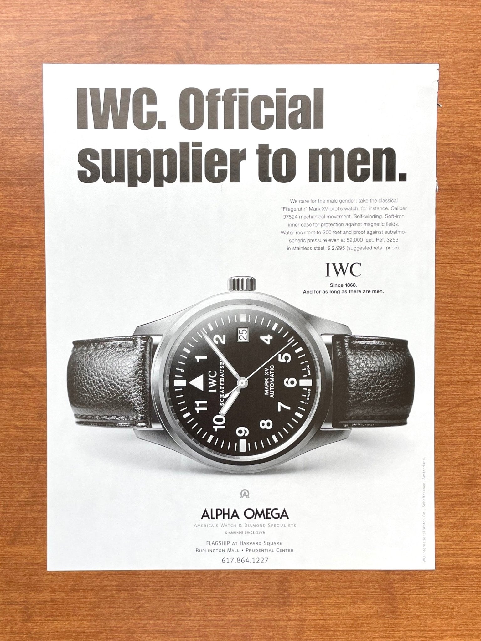2003 IWC Mark XV pilot's watch Ref. 3253 Advertisement | Ad Patina