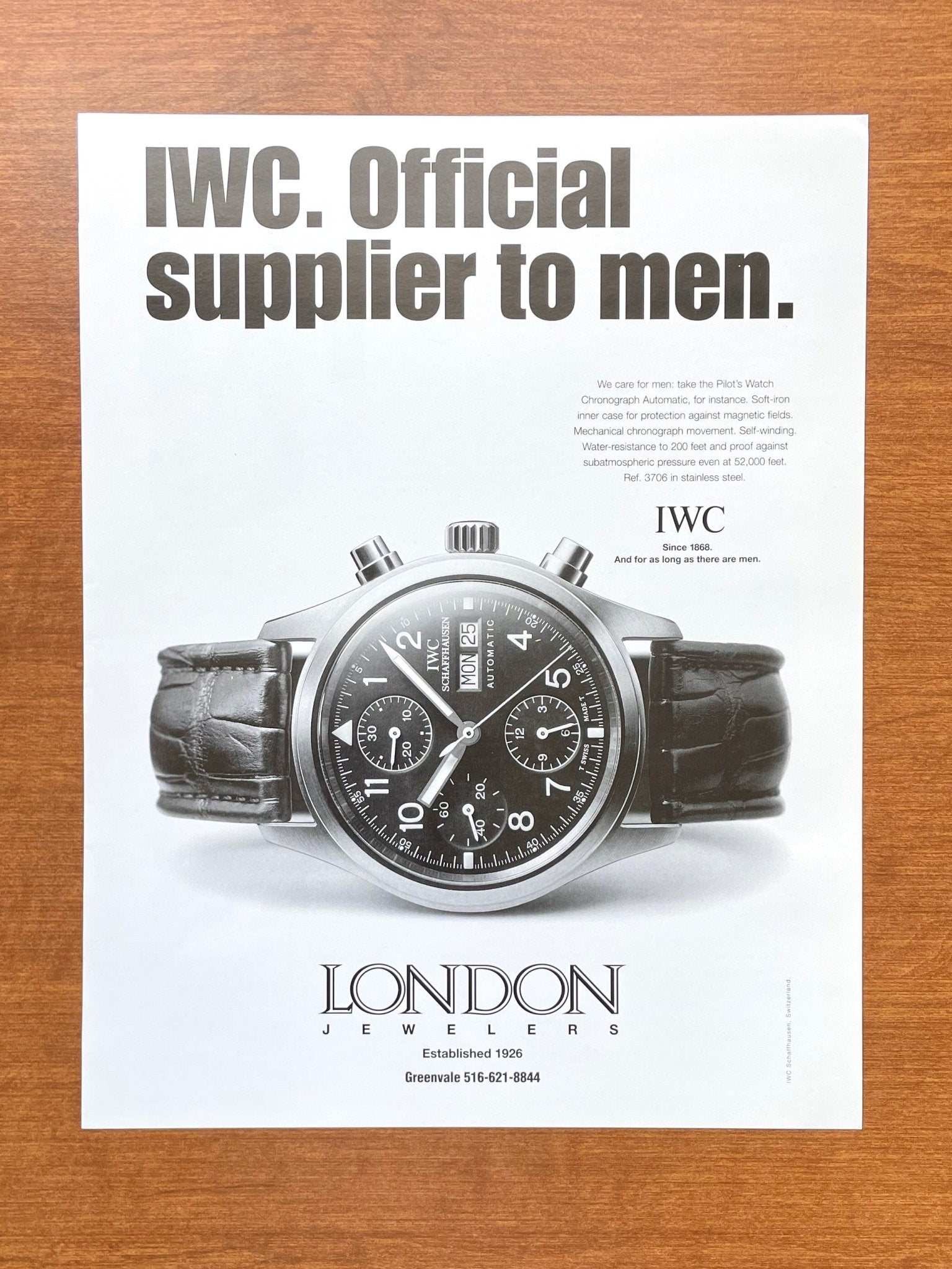 2003 IWC Pilot's Watch Ref. 3706 Advertisement | Ad Patina
