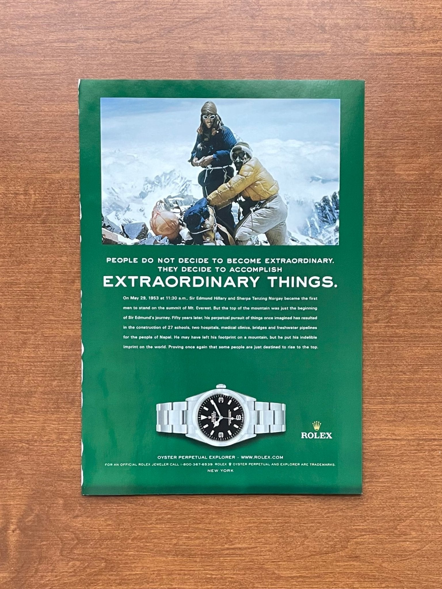 2003 Rolex Explorer Ref. 114270 "Extraordinary Things" Advertisement ...