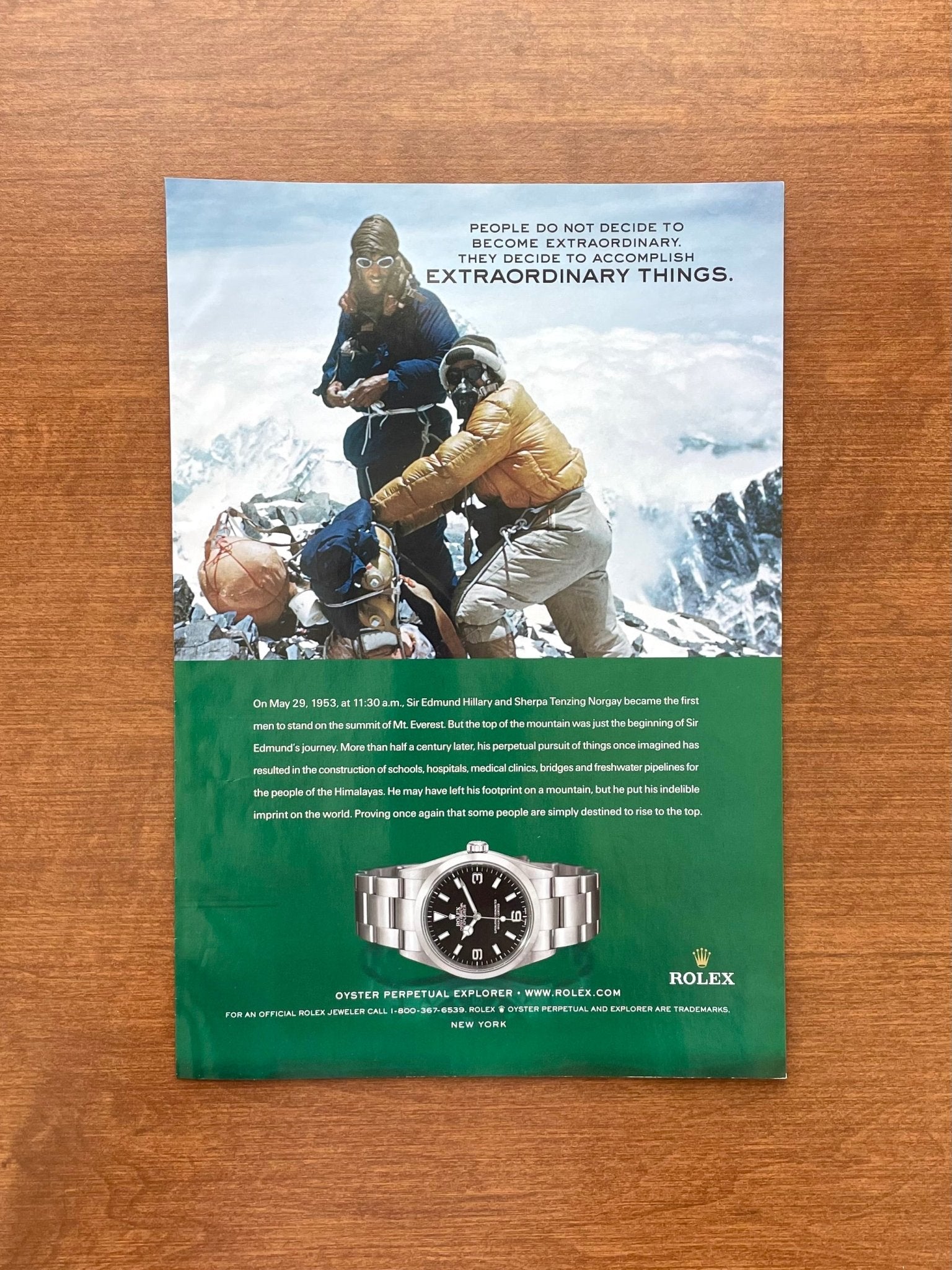 2005 Rolex Explorer Ref. 114270 "Extraordinary Things" Advertisement ...