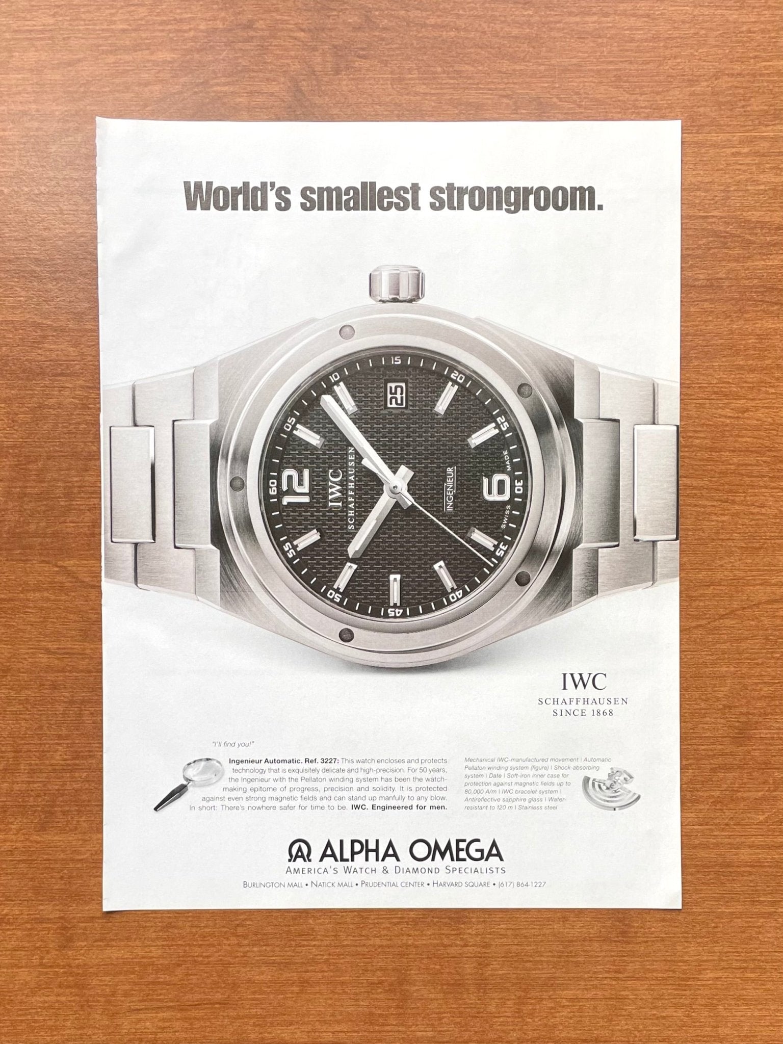 2006 IWC Ingenieur Ref. 3227 "smallest strongroom" Advertisement | Ad ...