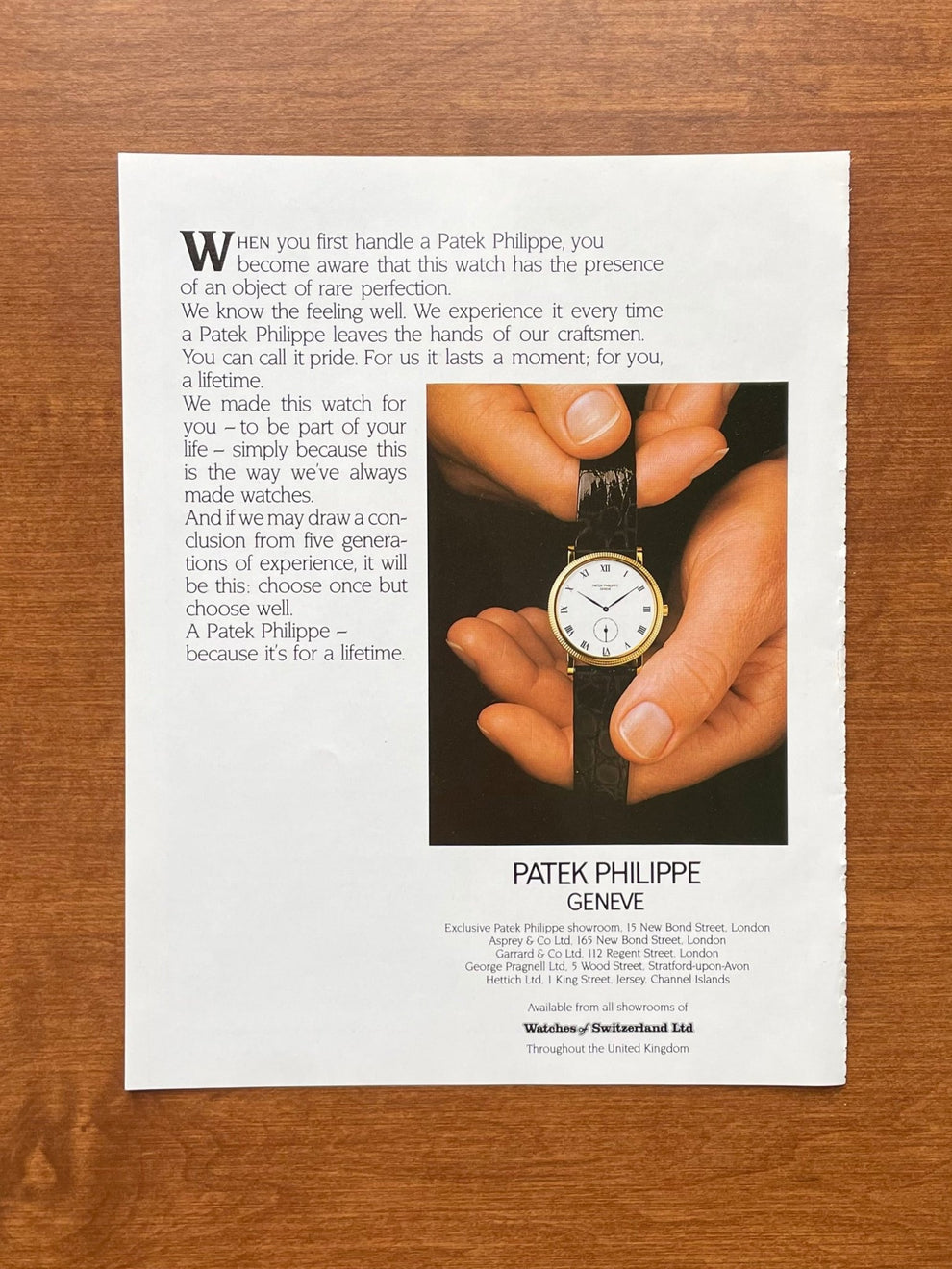 Patek Philippe Calatrava at Watches of Switzerland Advertisement | Ad ...