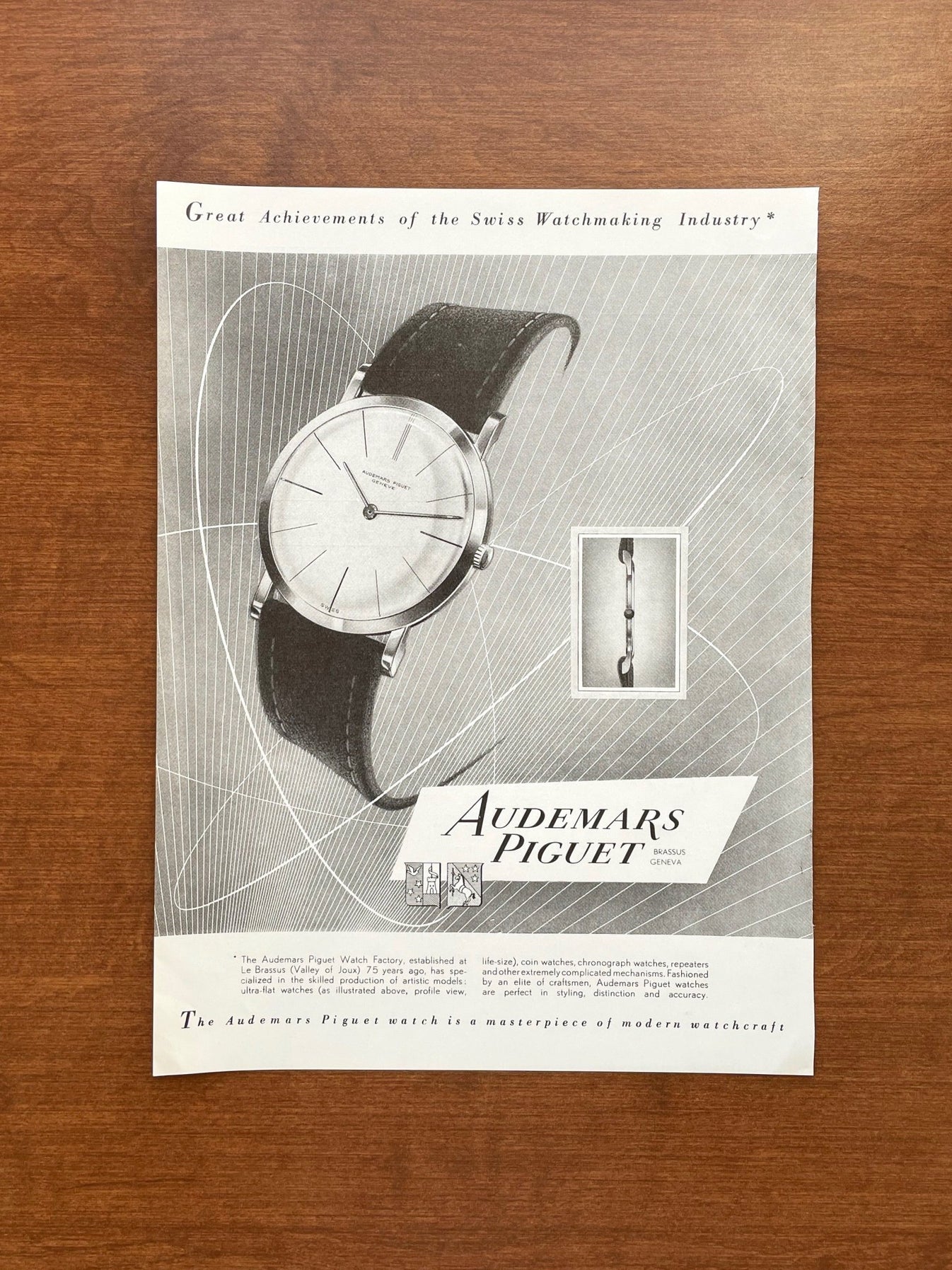 1950 Vintage Audemars Piguet Watch Advertisement | Ad Patina