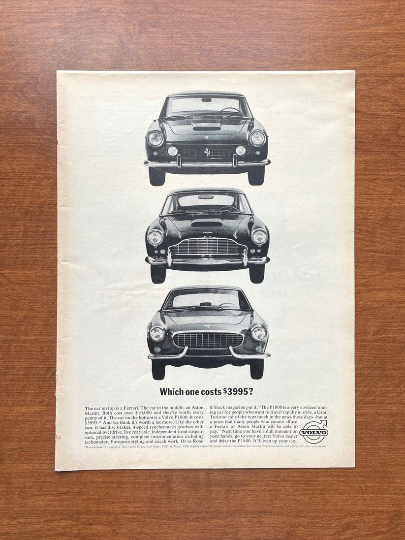 1963 Volvo P1800 feat. Ferrari and Aston Martin Advertisement | Ad Patina