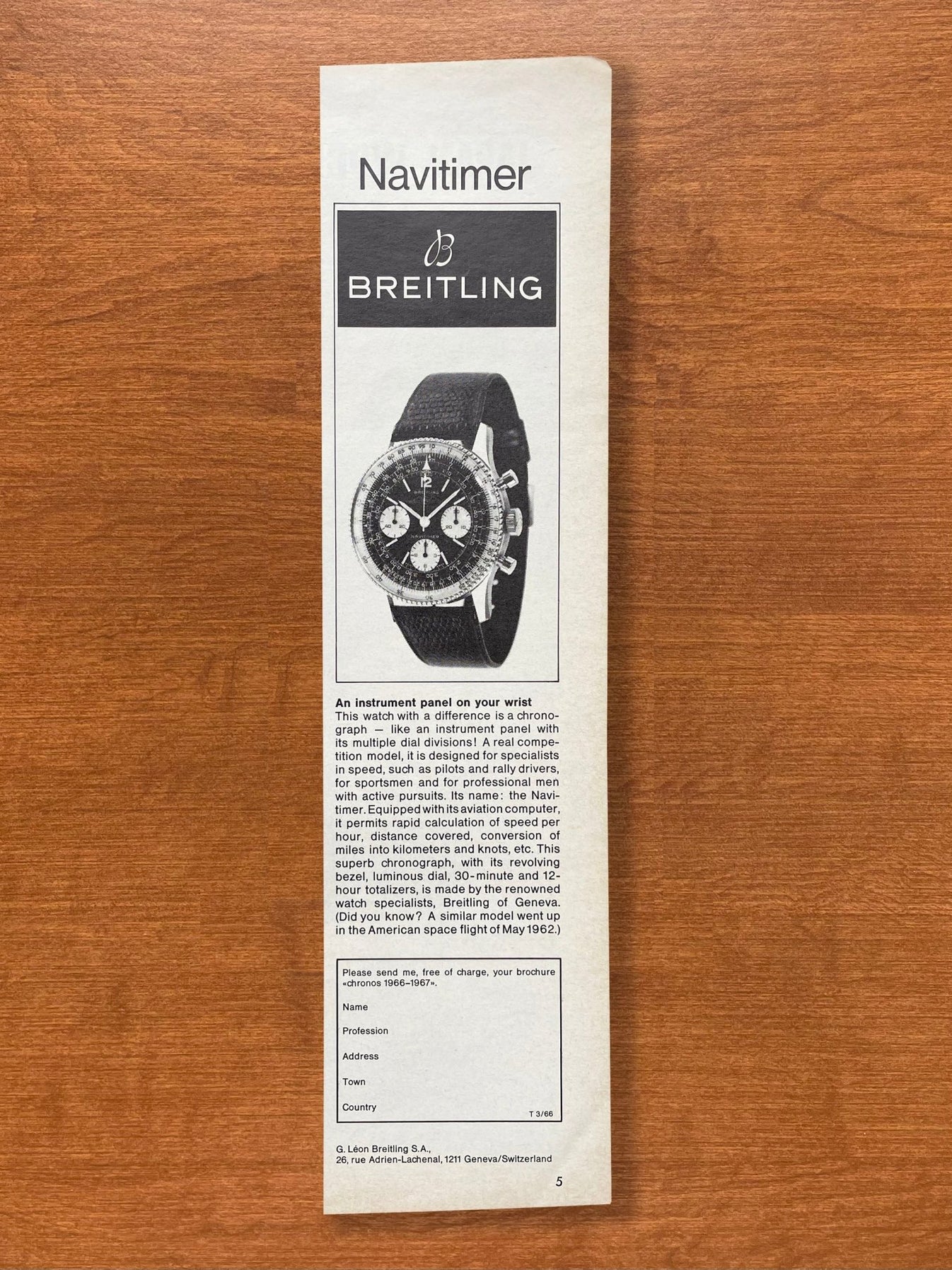 1968 Breitling Navitimer Advertisement | Ad Patina