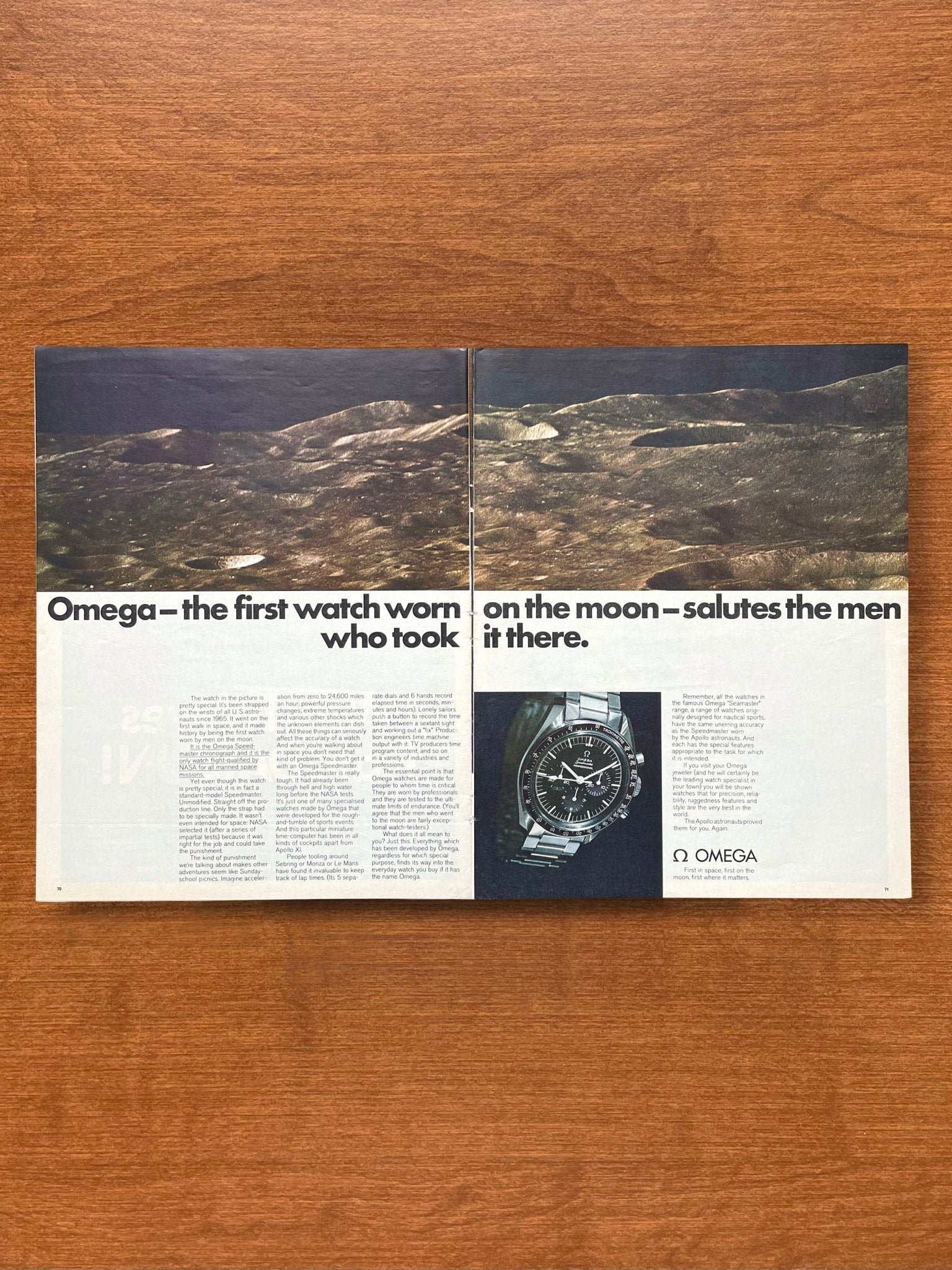 1969 Omega Speedmaster "First Watch Worn on the Moon..." Advertisement ...