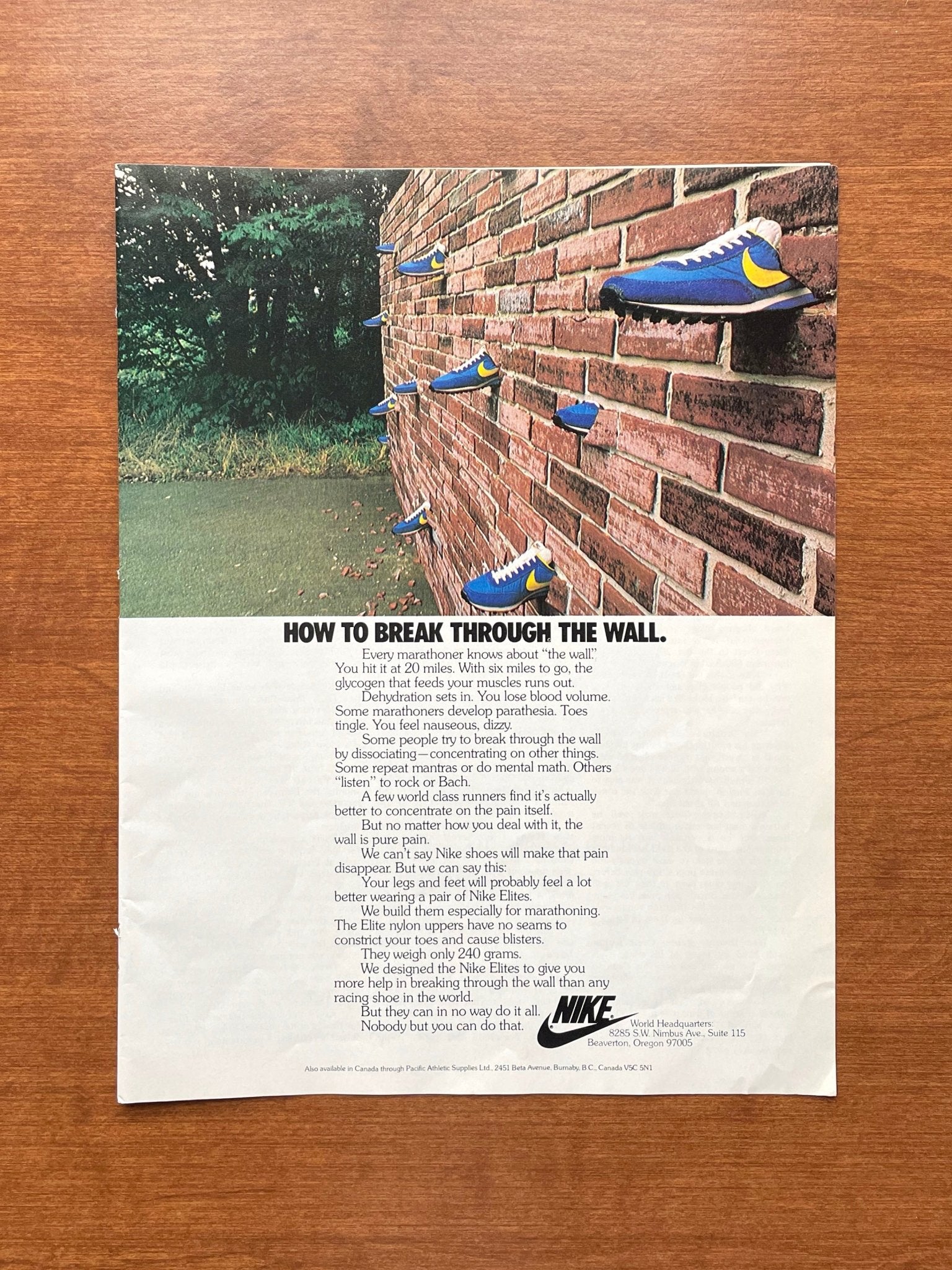 1978 Nike "Break Through The Wall." Advertisement | Ad Patina
