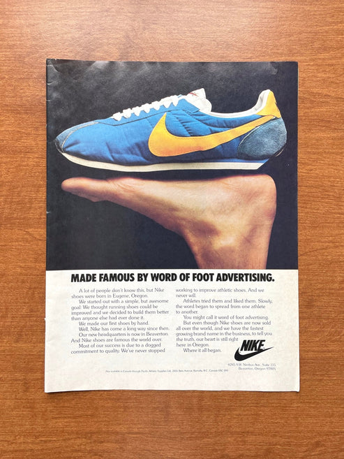 1978 Nike "Word of Foot Advertising." Advertisement | Ad Patina