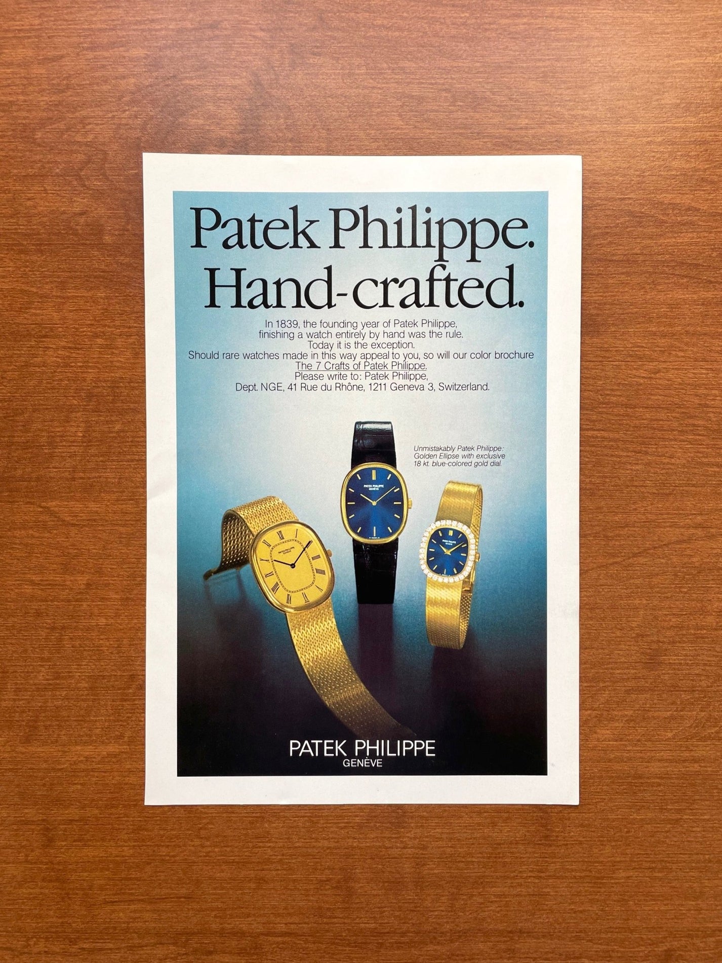 1979 Patek Philippe Ellipses "Hand-crafted." Advertisement | Ad Patina
