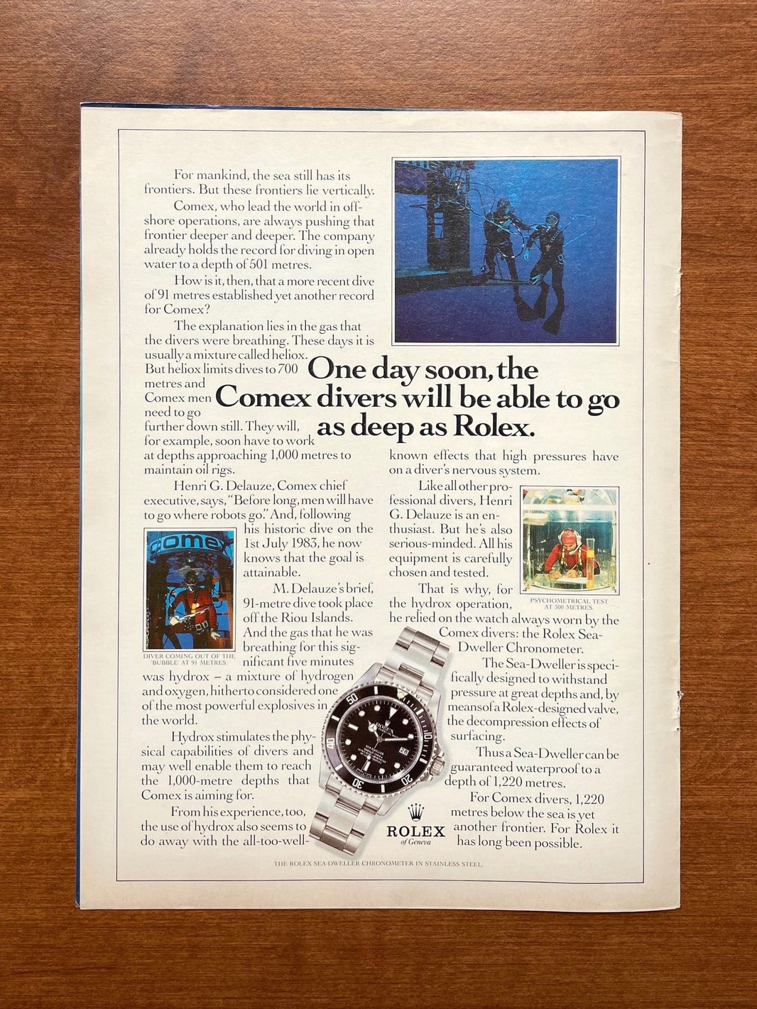 Rolex Sea-Dweller Ads, Vintage Magazine Advertisements | Ad Patina