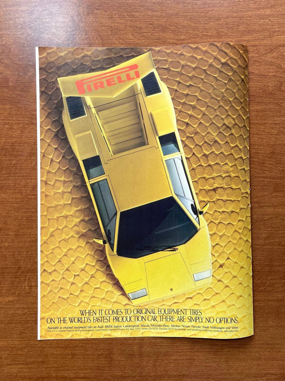 1986 Lamborghini Countach with Pirelli tires Advertisement | Ad Patina