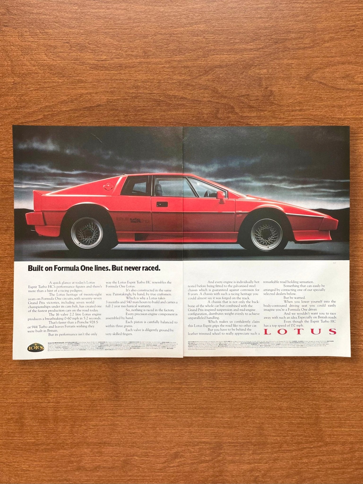 1987 Lotus Esprit Turbo Advertisement | Ad Patina