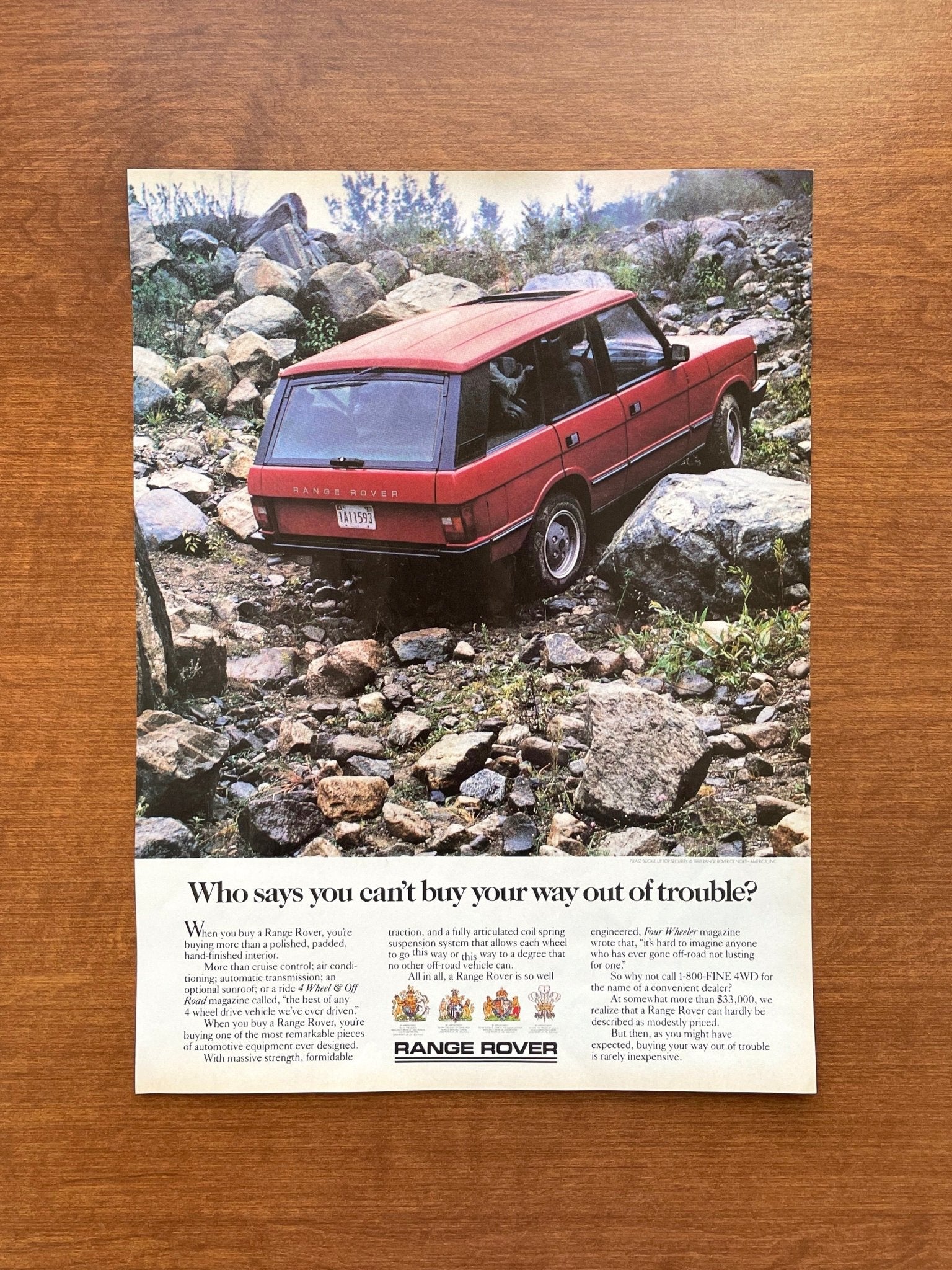 1988 Range Rover "buy your way out of trouble?" Magazine Ad | AD PATINA