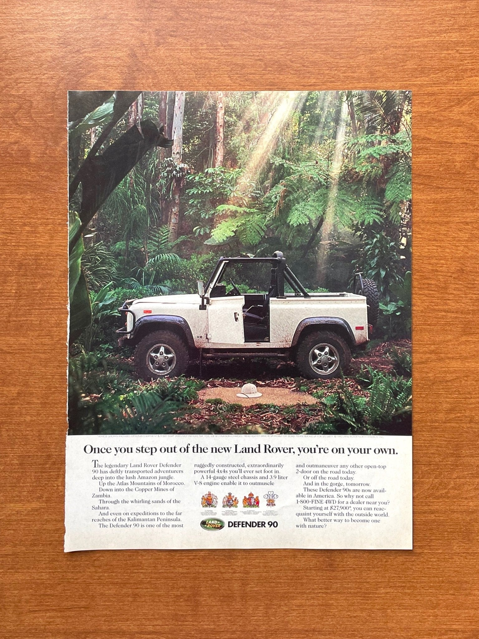 1993 Land Rover Defender 90 "you're on your own." Advertisement | Ad Patina