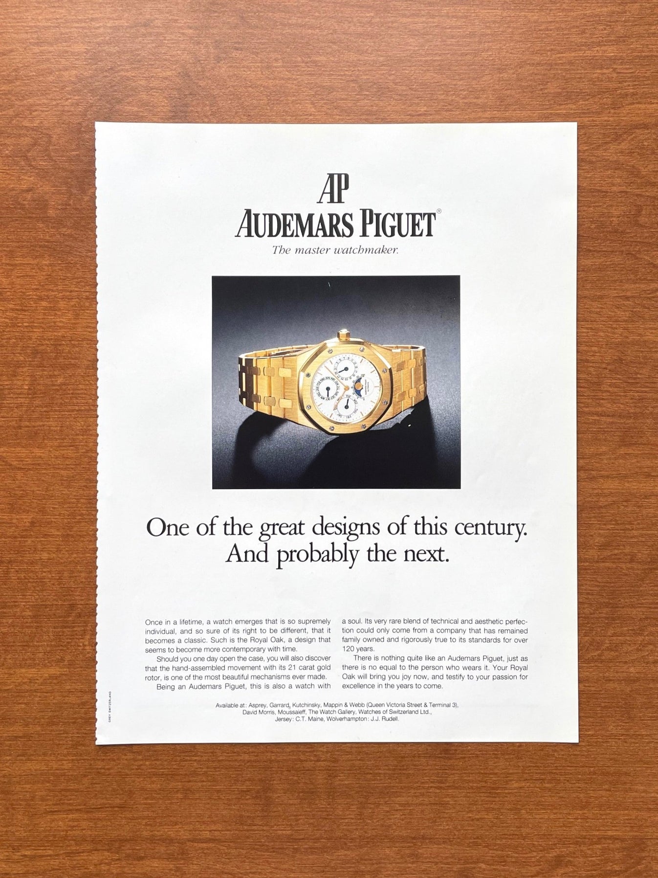 1994 Audemars Piguet Royal Oak Perpetual Calendar Advertisement | Ad Patina