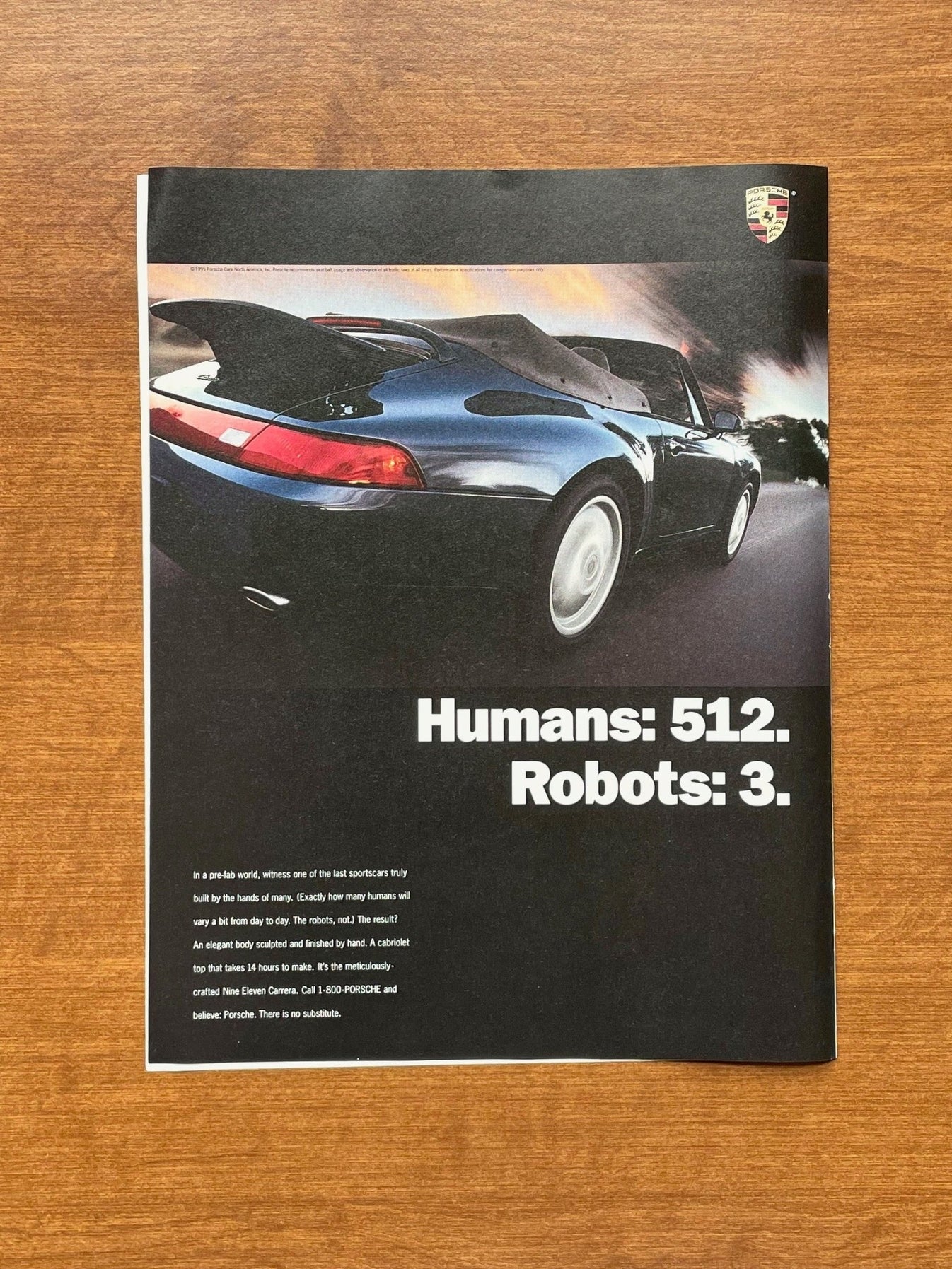 1995 Porsche 911 Carrera "Humans: 512. Robots: 3." Advertisement | Ad ...