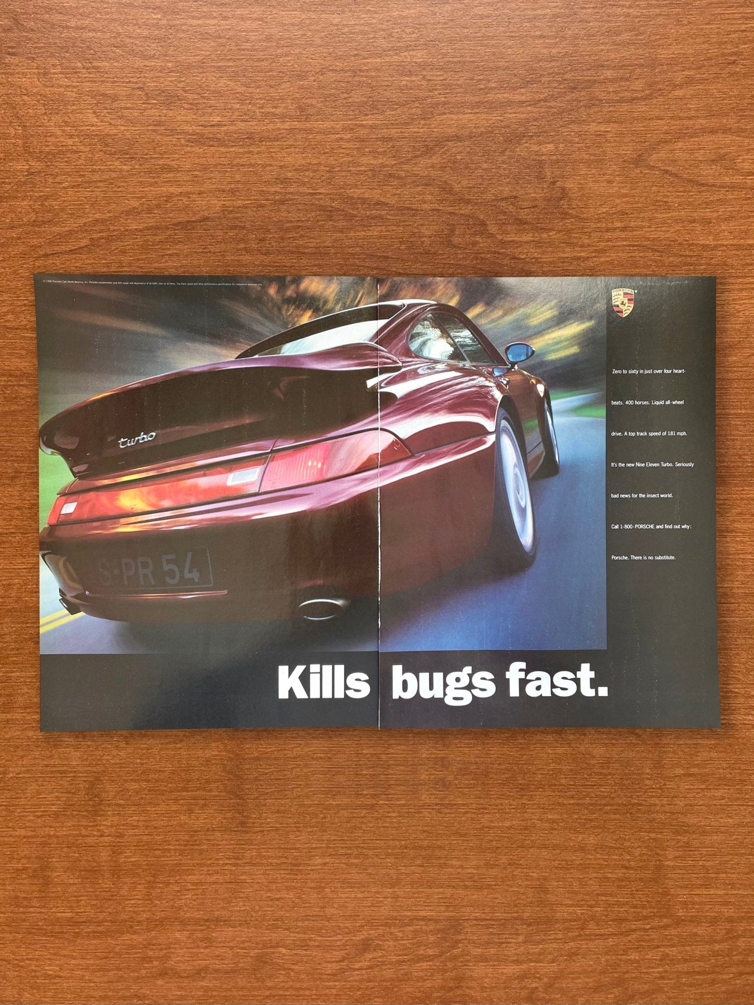 1995 Porsche 911 Turbo "Kills bugs fast." Advertisement | Ad Patina