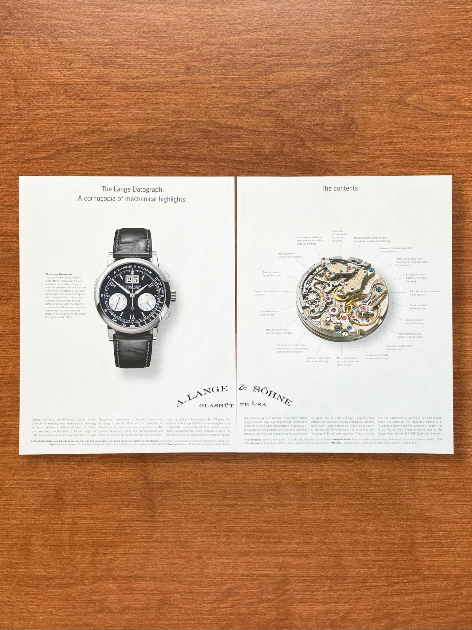 2002 A. Lange & Sohne Datograph with movement Advertisement | Ad Patina
