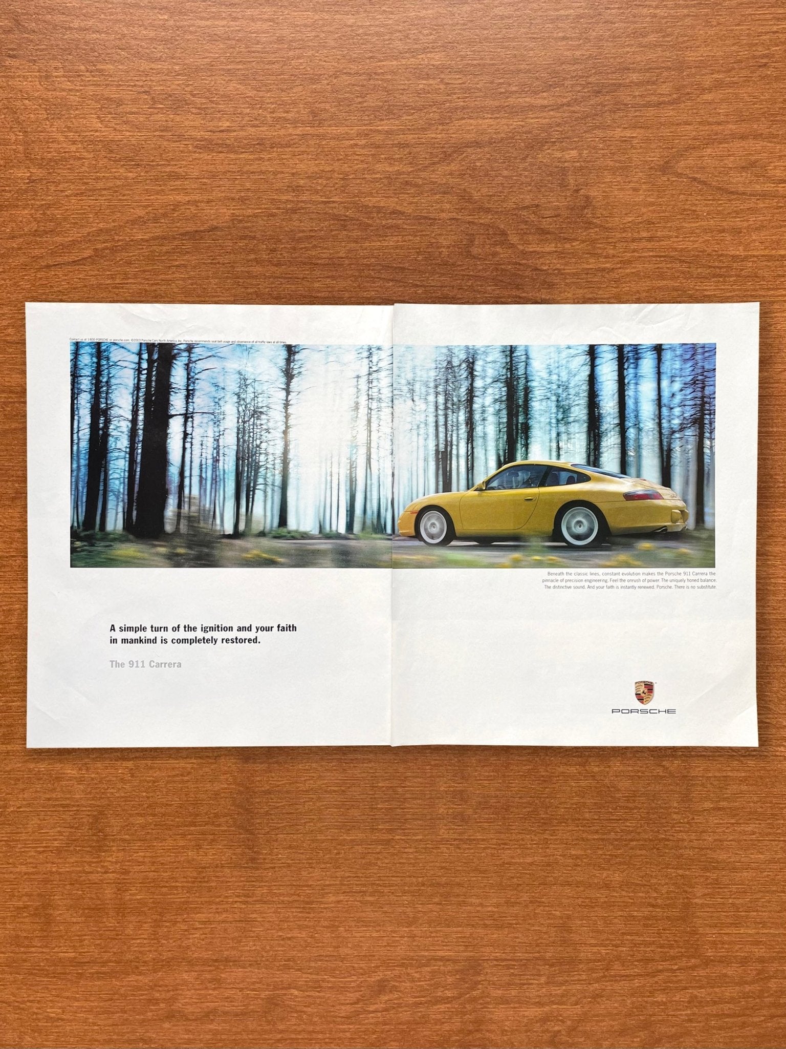 2003 Porsche 911 Carrera "faith in mankind..." Advertisement | Ad Patina