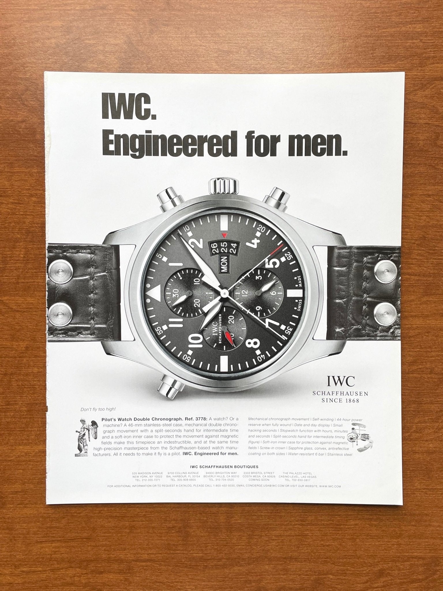 2012 IWC Pilot's Double Chronograph Ref. 3778 Advertisement | Ad Patina