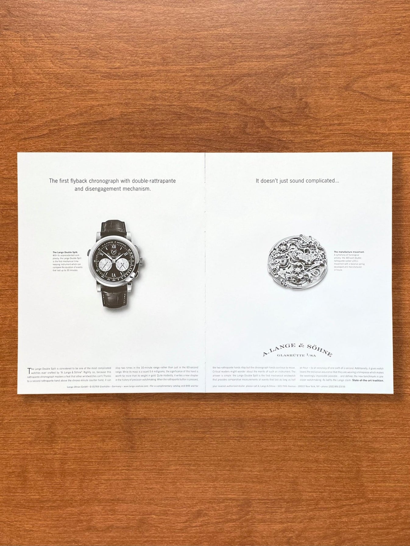 A. Lange & Sohne Lange Double Split Advertisement | Ad Patina