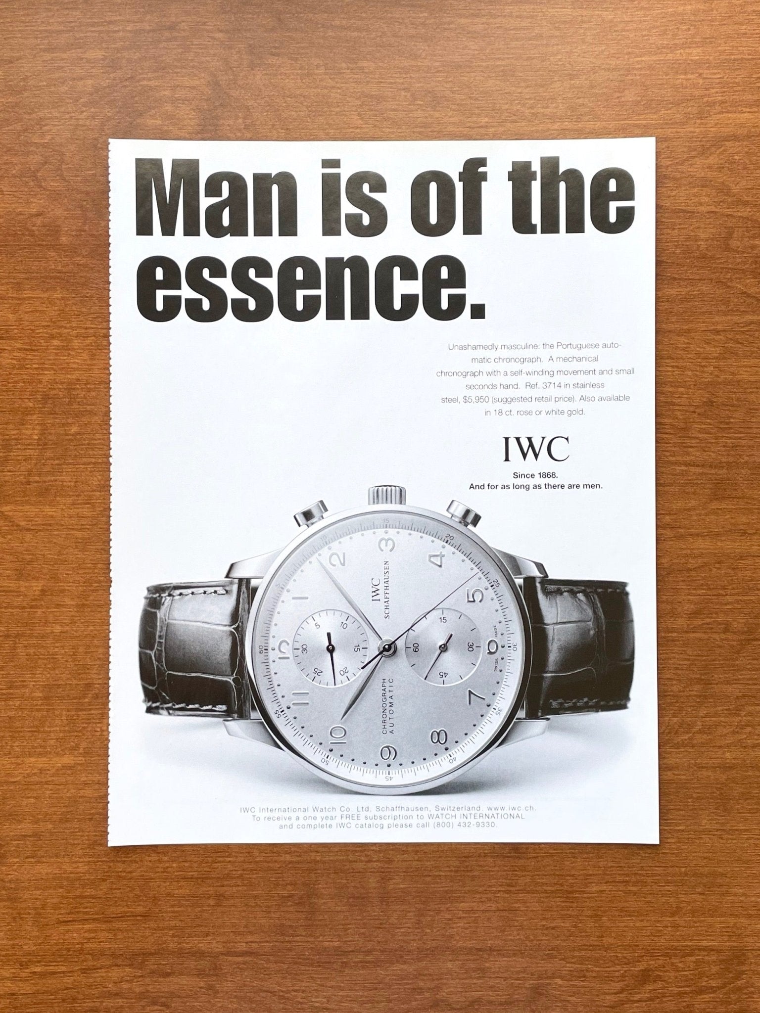 IWC Portuguese Automatic Chronograph Ref. 3714 Advertisement | Ad Patina