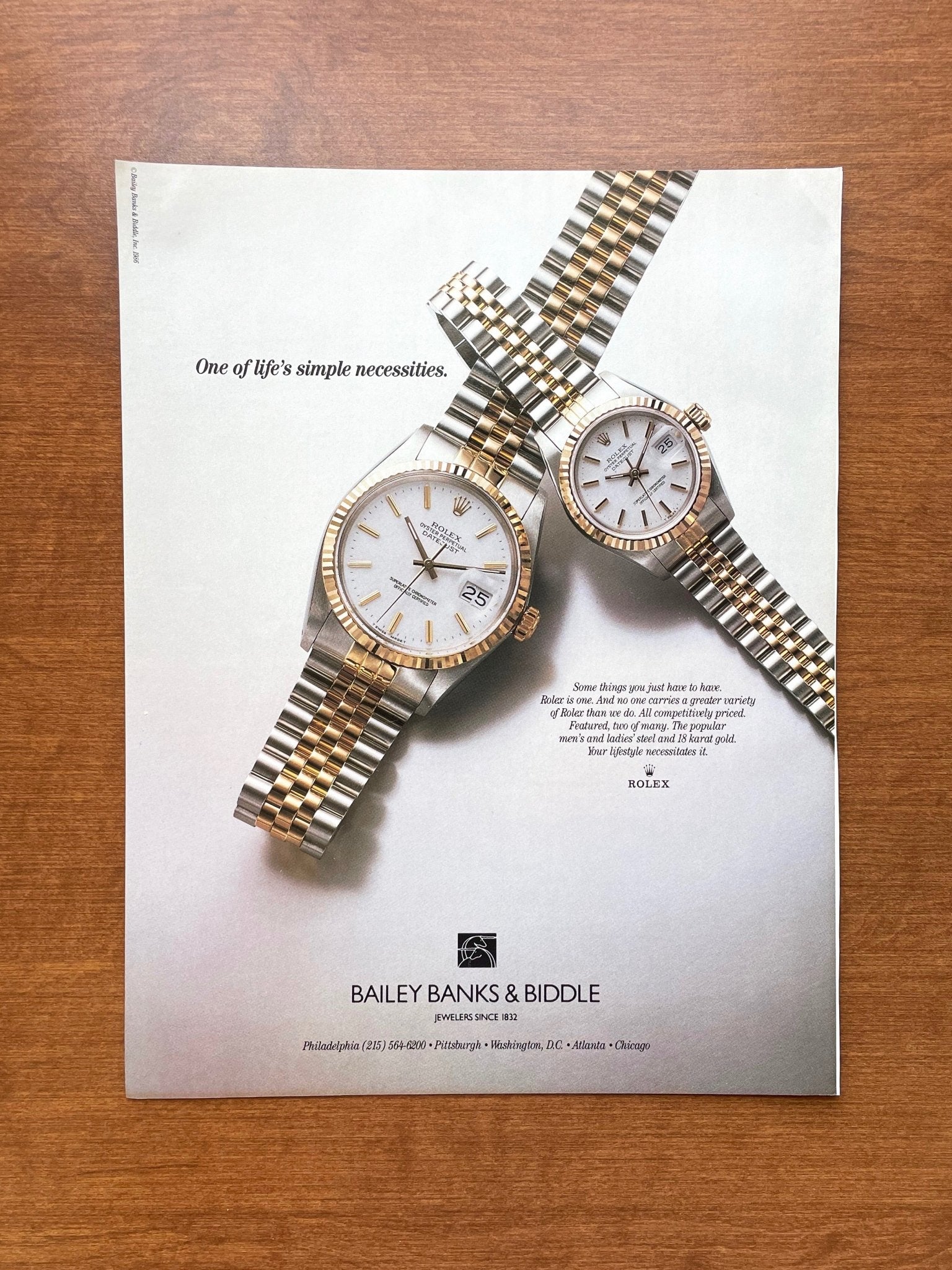 Rolex Datejust Ref. 16103 at Bailey Banks & Biddle Advertisement | Ad Patina