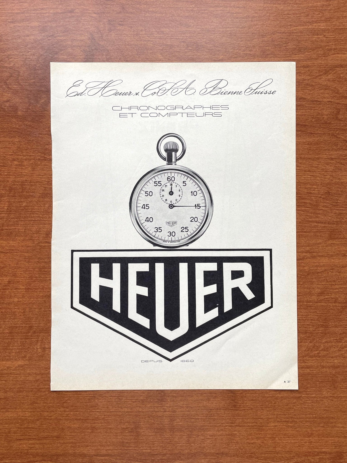 Vintage Heuer Shield Logo Advertisement | Ad Patina