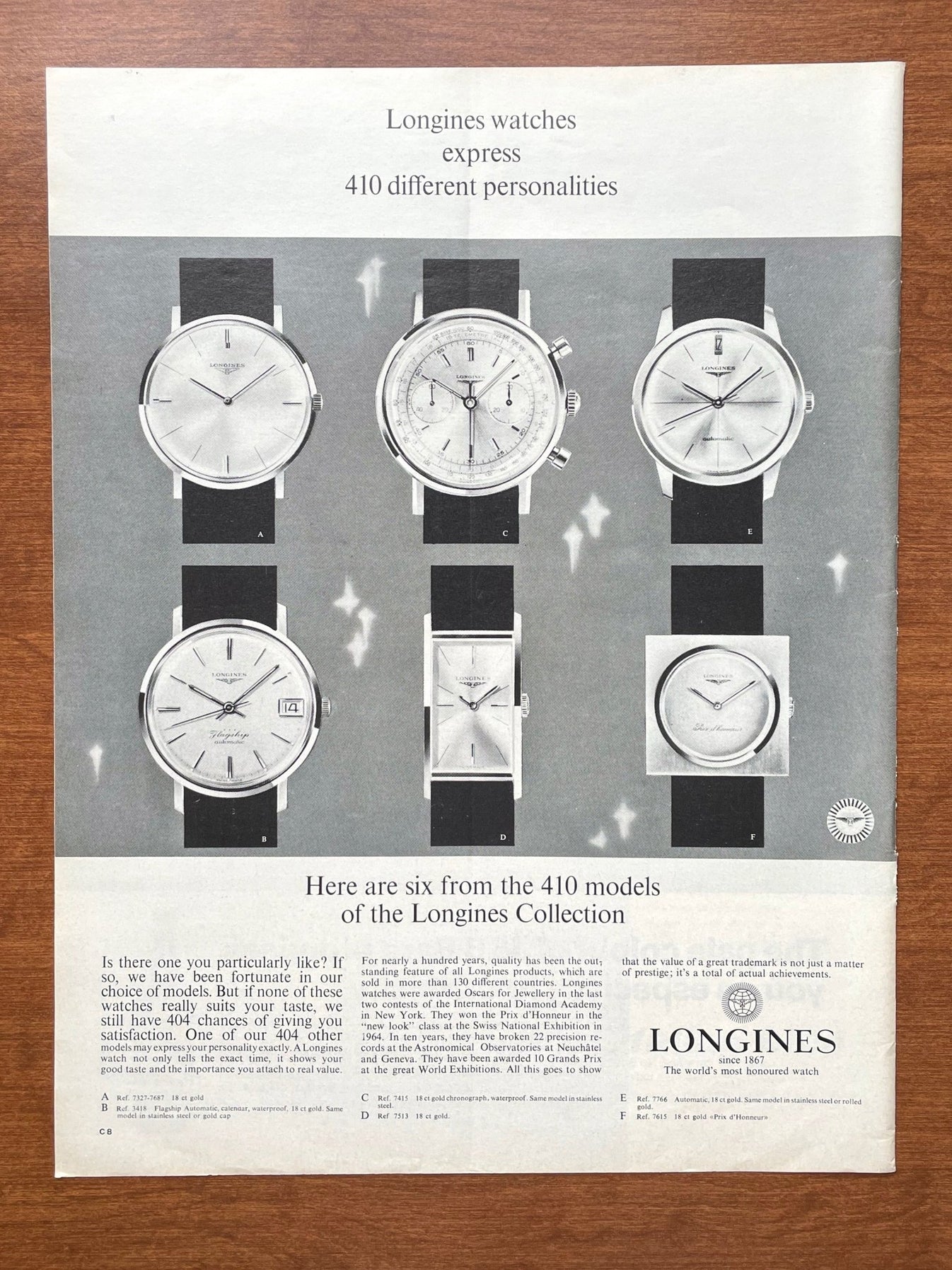 Vintage Longines "six from the 410 models" Advertisement | Ad Patina